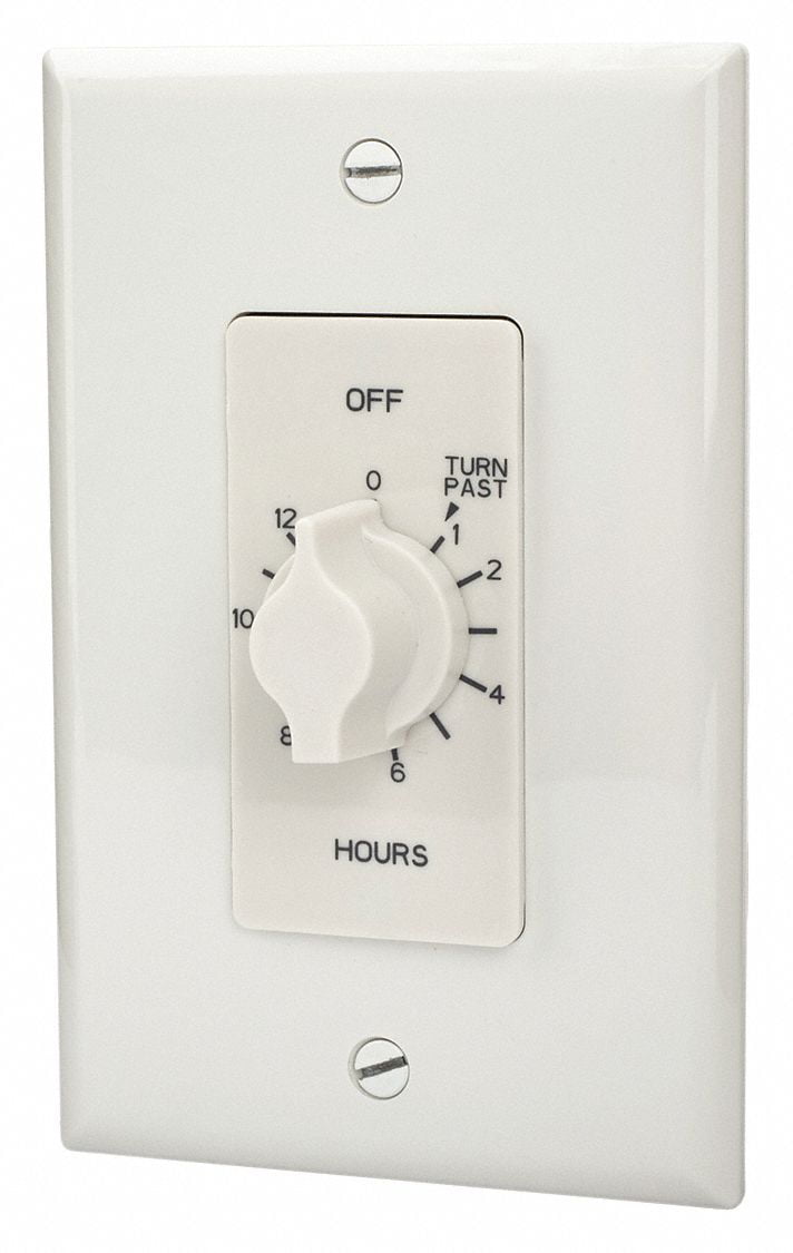 Spring-Wound Timer, White, Timing Range: 0 to 12 hr., 20 Max. Amps ...
