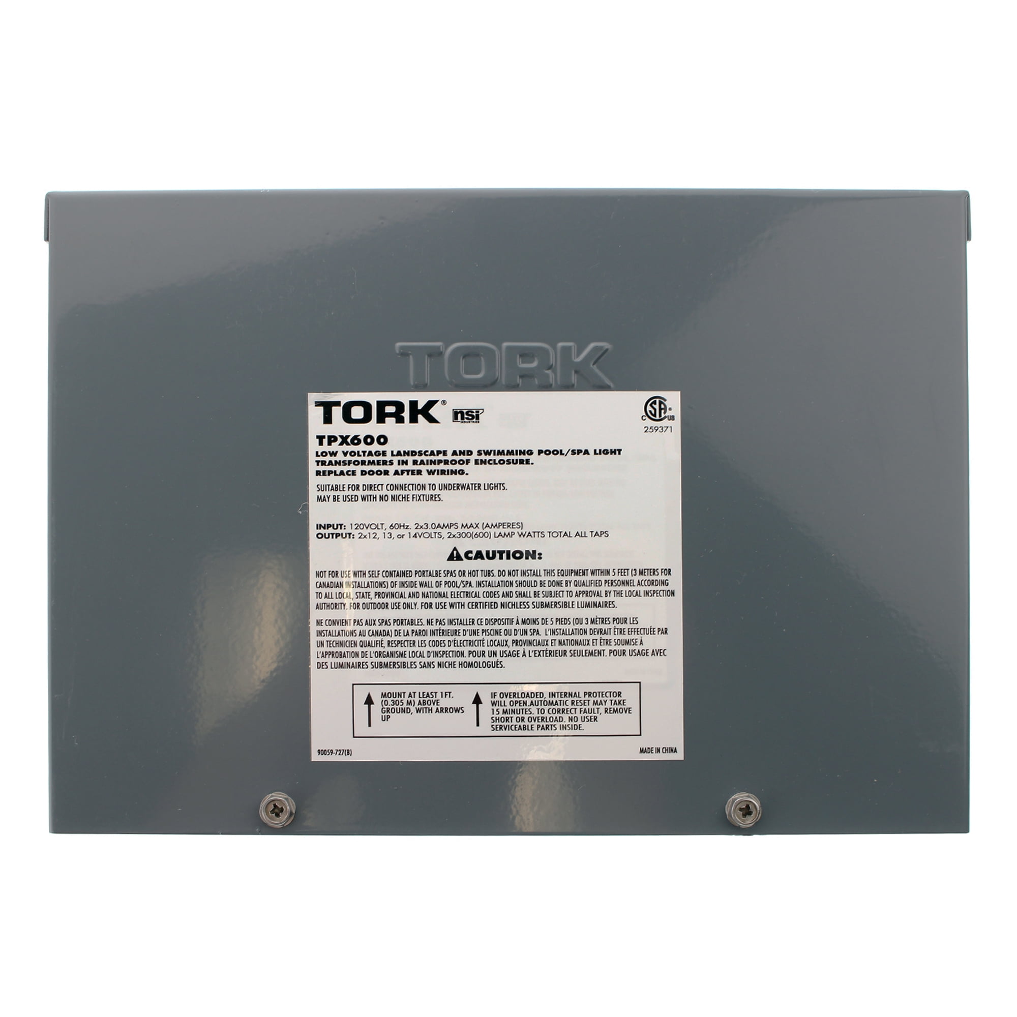 Tork TPX600 Low Voltage Lighting Landscape Pool Transformer, 600W, Dual ...