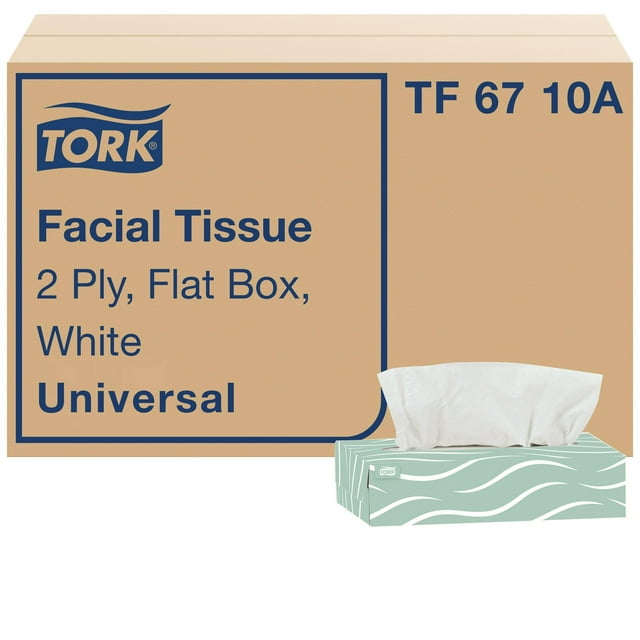 Tork Universal Facial Tissue Flat Box White, Soft, 2-ply, 30 x 100 ...