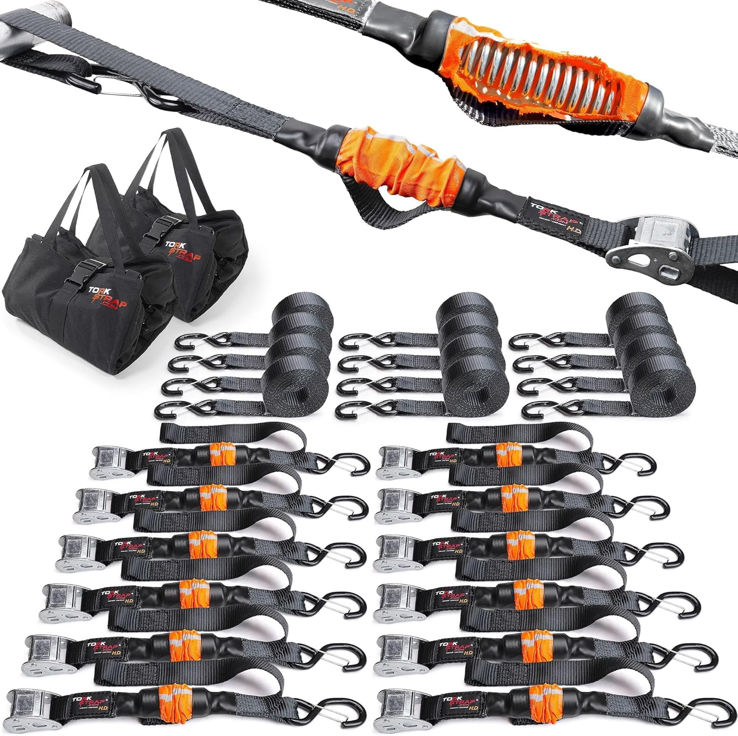 TorkStrap 14' x 1.5'' Self Tensioning Tie Down Straps [Patented ...