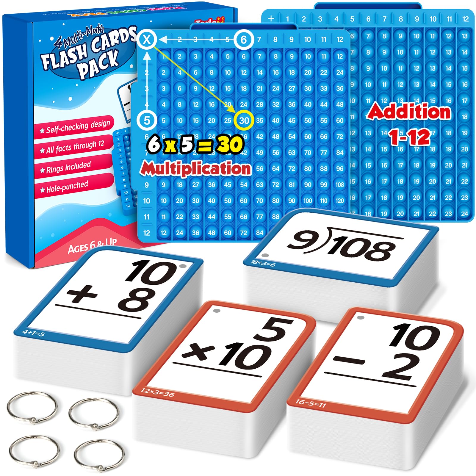 Torlam Math Flash Cards + Math Board, Multiplication Flash Card Times ...