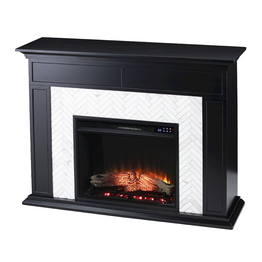 SEI Furniture Torlington Marble Tiled Touch Screen Electric Fireplace ...
