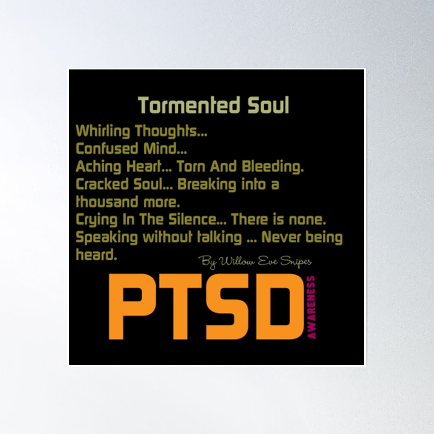Tormented Soul Poster Wall Art, Modern Wall Decor, 24x24 UNFRAMED ...