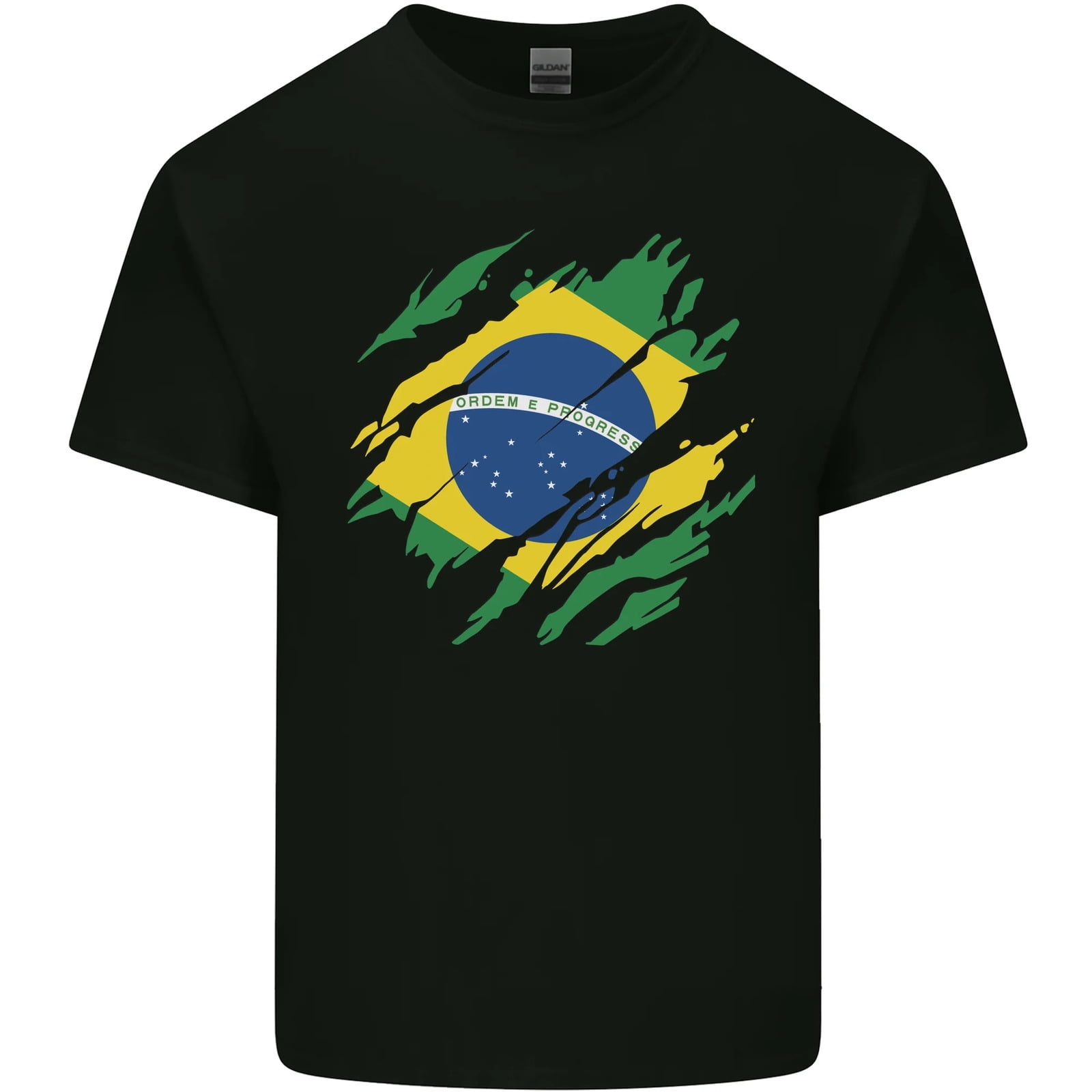 Torn Brazil Flag Brazilian Day Football Mens Cotton T-Shirt Tee Top ...