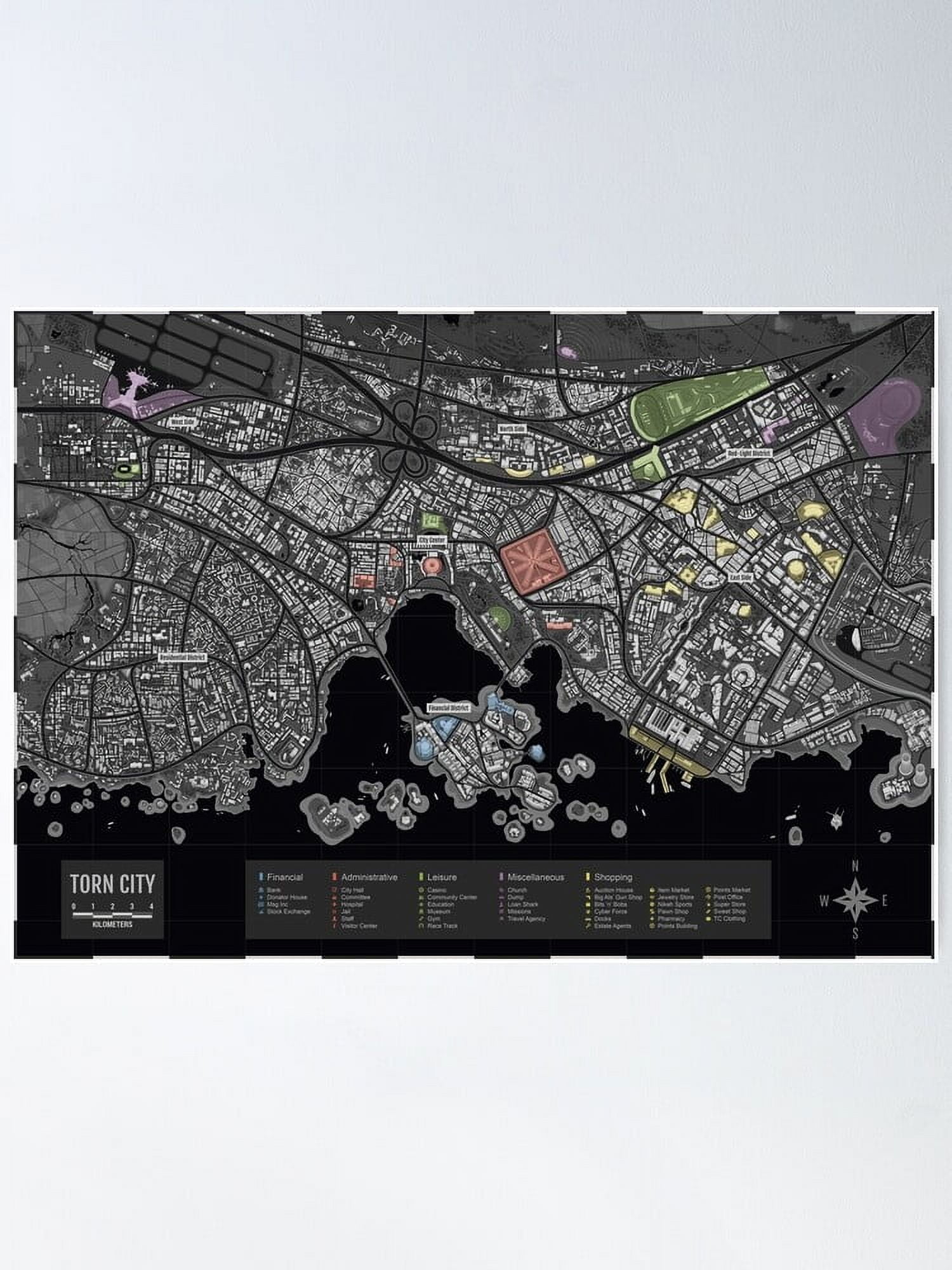 Torn City Map Poster - Walmart.com