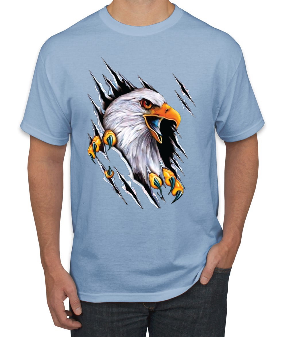 Torn Ripped Eagle Claws Animal Lover Men's Graphic T-Shirt, Light Blue ...