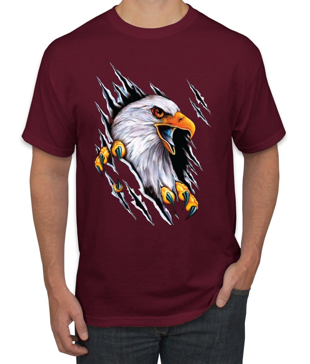 Torn Ripped Eagle Claws Animal Lover Men's Graphic T-Shirt, Maroon ...