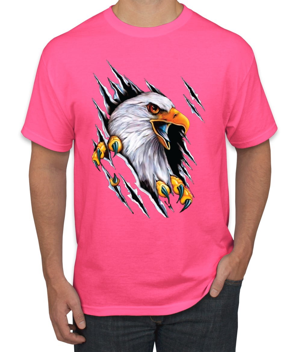 Torn Ripped Eagle Claws Animal Lover Men's Graphic T-Shirt, Neon Pink ...