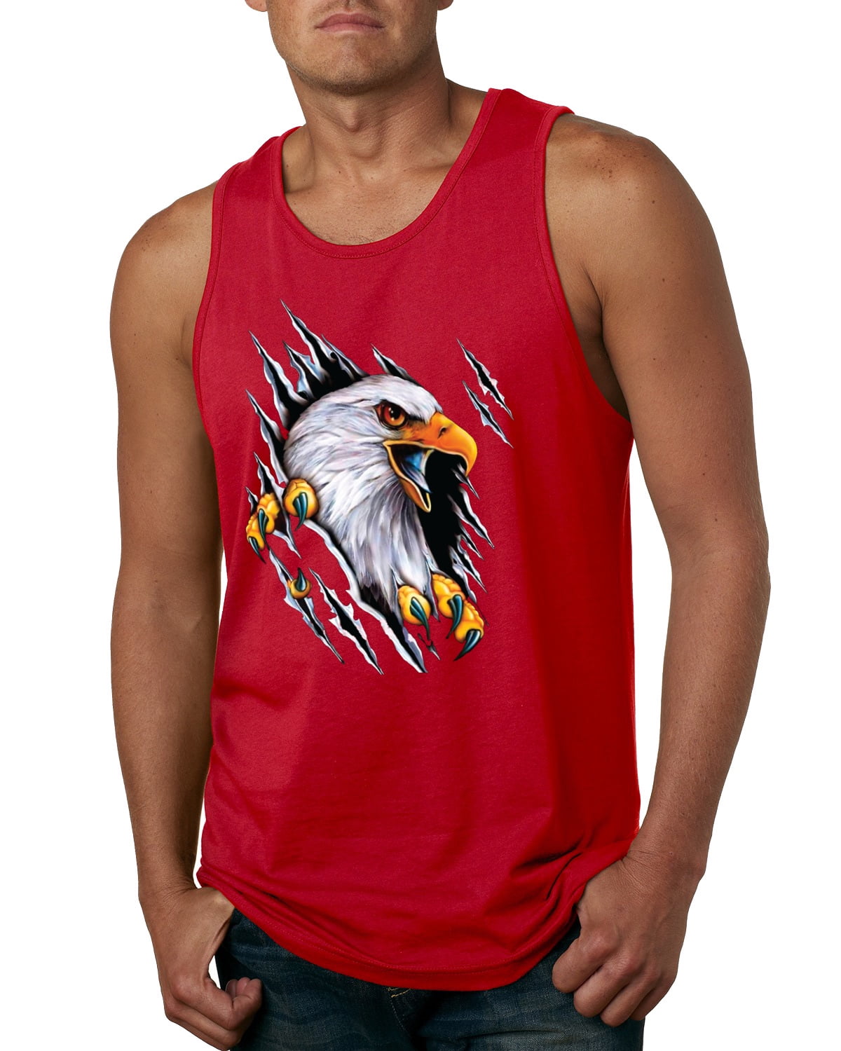 Torn Ripped Eagle Claws Animal Lover Mens Graphic Tank Top, Red, 2XL ...