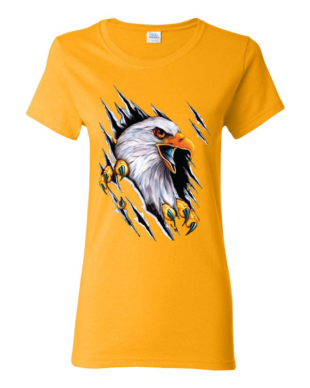 Torn Ripped Eagle Claws Animal Lover Womens Graphic T-Shirt, Gold ...