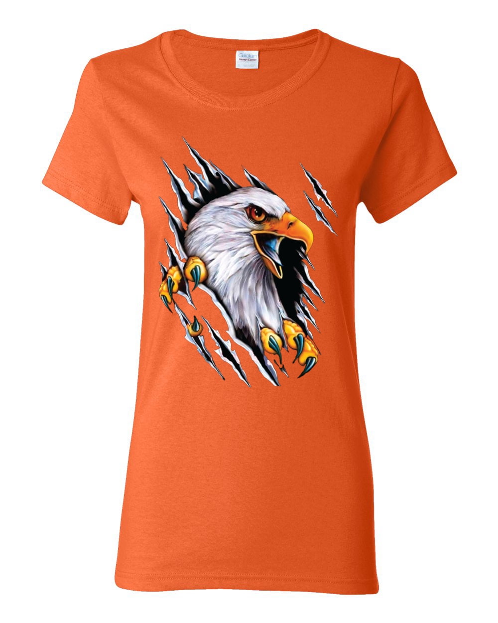 Torn Ripped Eagle Claws Animal Lover Womens Graphic T-Shirt, Orange ...