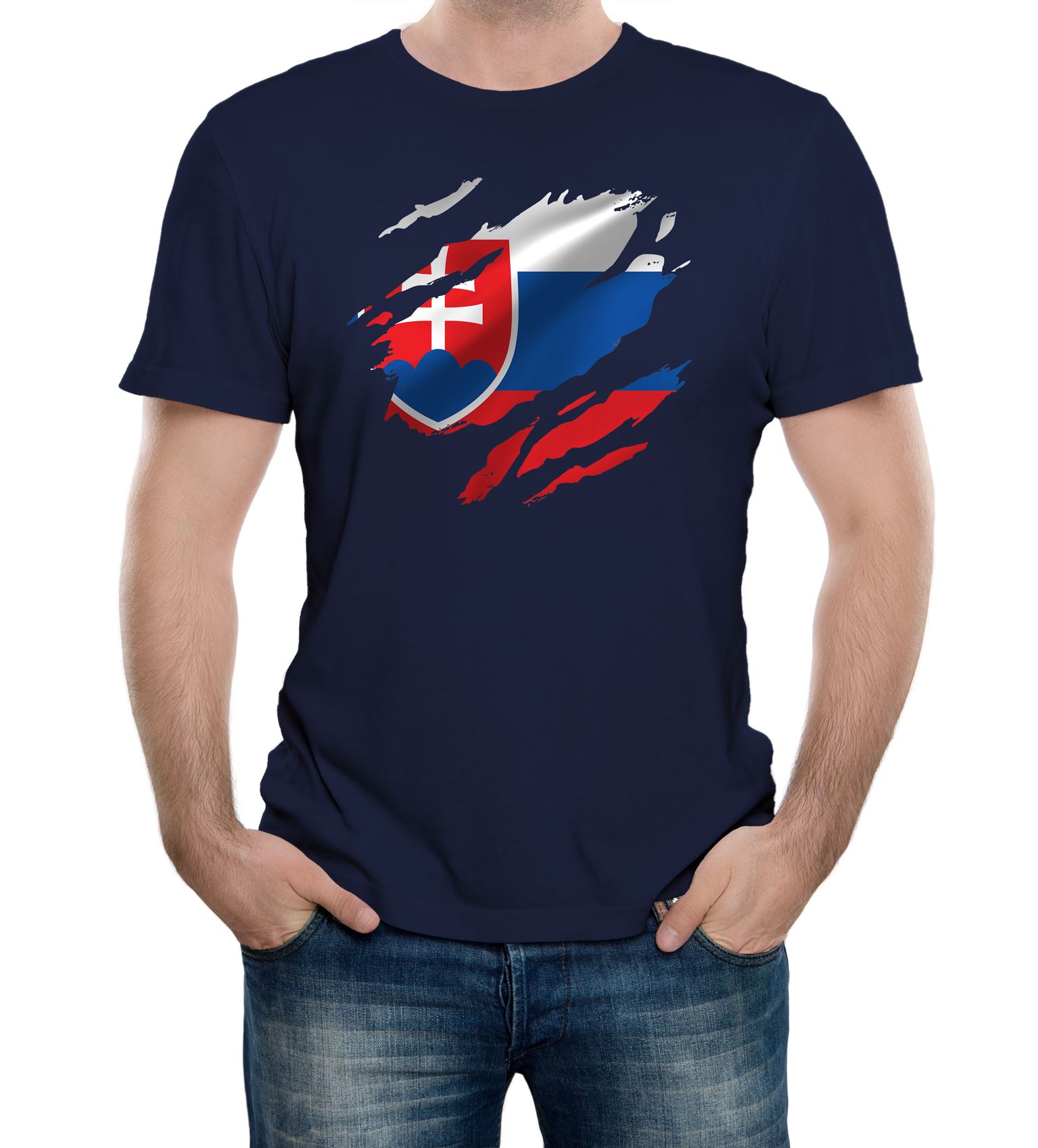Torn Slovakia Flag Men's Graphic T-Shirt | Slovakian National Pride Tee ...
