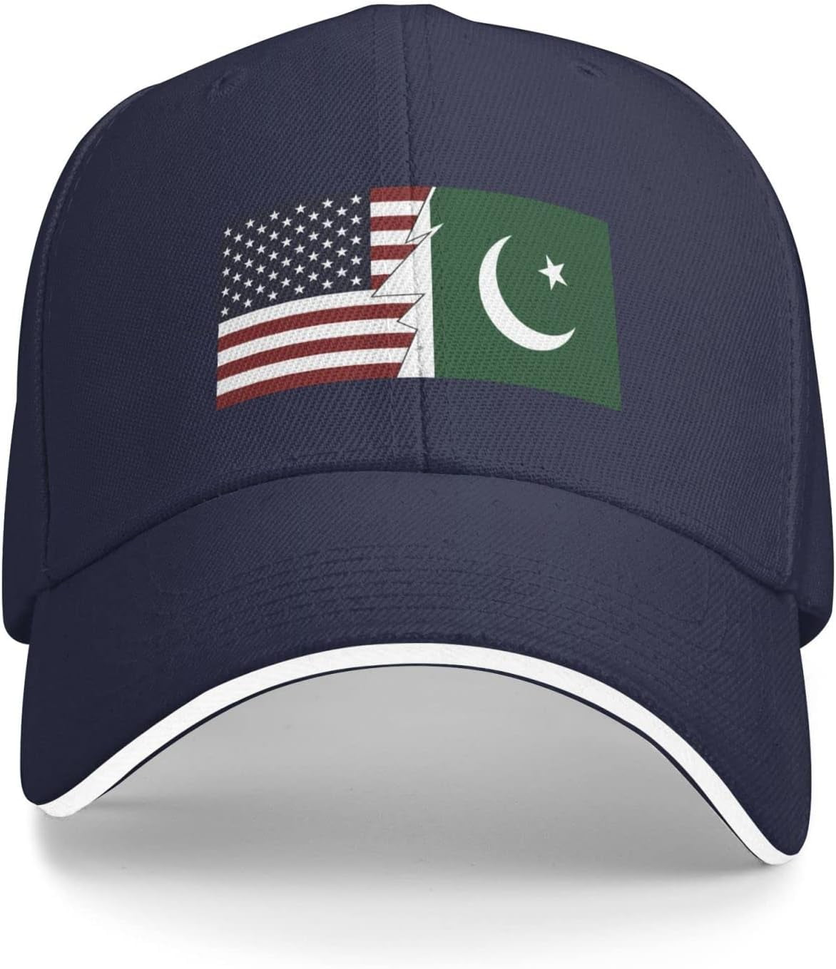 Torn Style American and Pakistan Flags Baseball Cap Sandwich Brim Hats ...