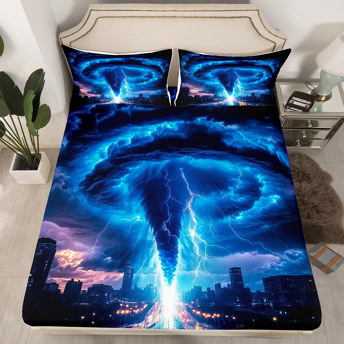 Tornado Bedding Set Twin,Natural Disaster Fitted Sheet For Bedroom,3D ...