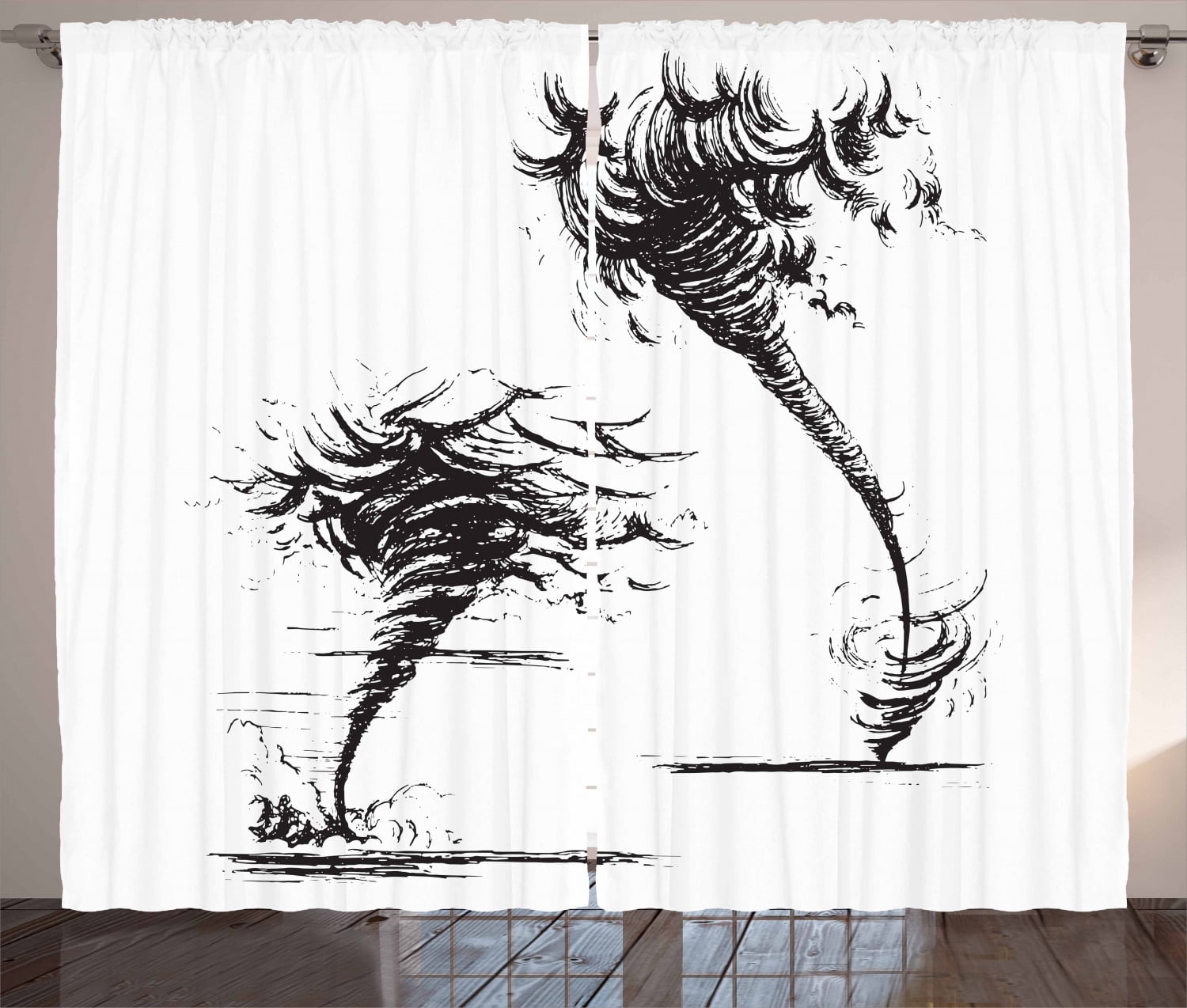 Ambesonne Tornado Curtains 2 Panel Set, Hurricane in Sketch Style, 108 ...