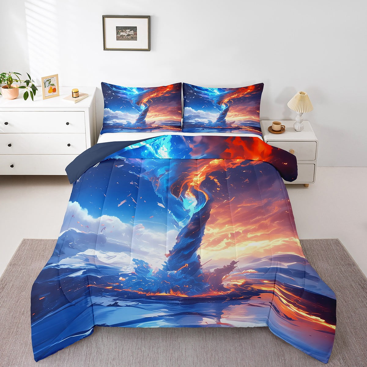 Tornado Down Comforter White Cloud Natural Disaster Bedding Set Blue ...