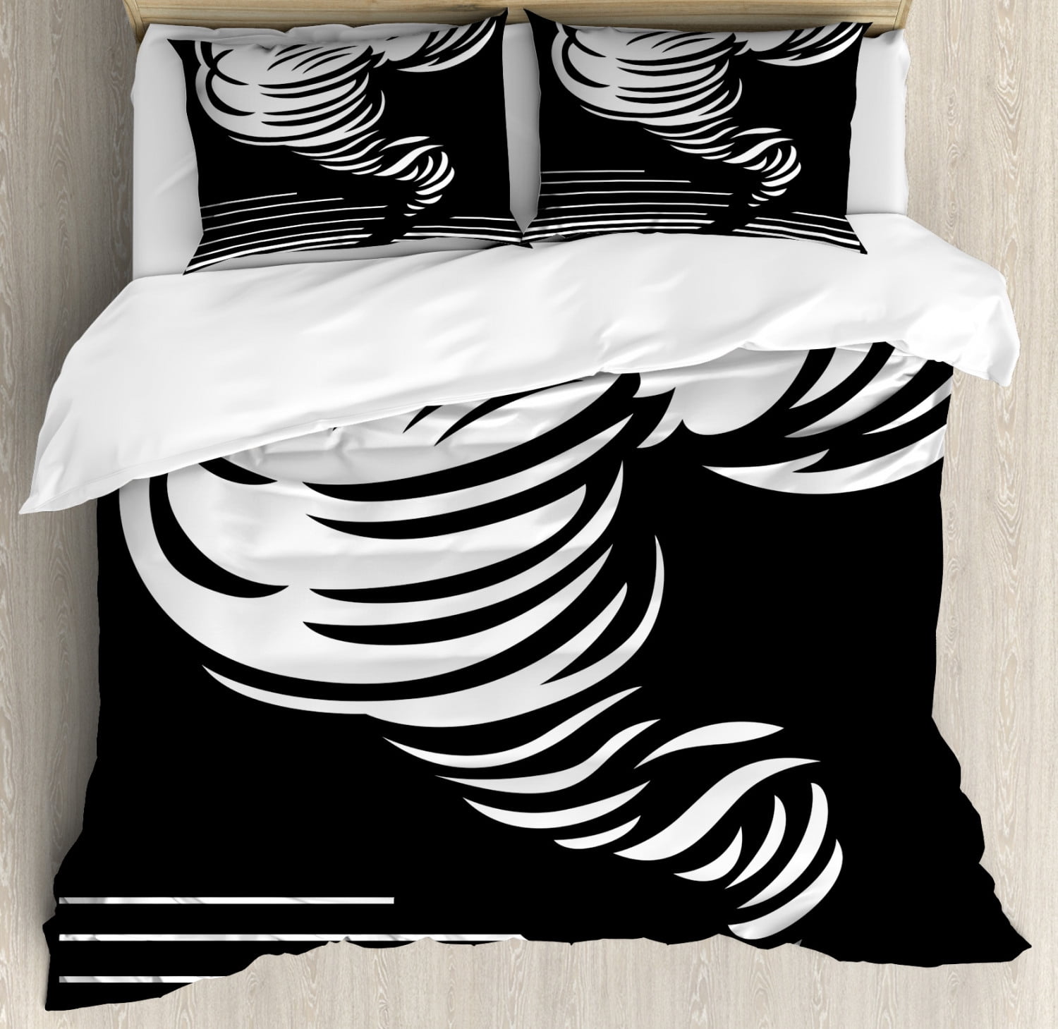 Tornado Duvet Cover Set King Size, Monochrome Twister Design with ...