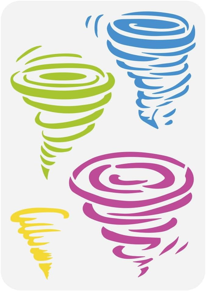 Tornado Painting Stencil 8.3x11.7inch Reusable 4Styles Tornado Pattern ...