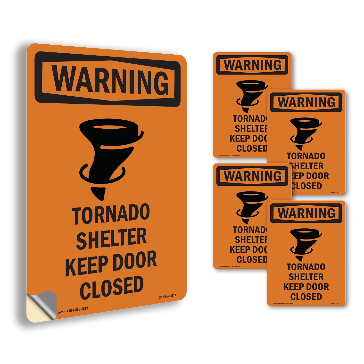 Tornado Shelter Keep With Symbol OSHA WARNING Vinyl Decal Label 24 Inch ...