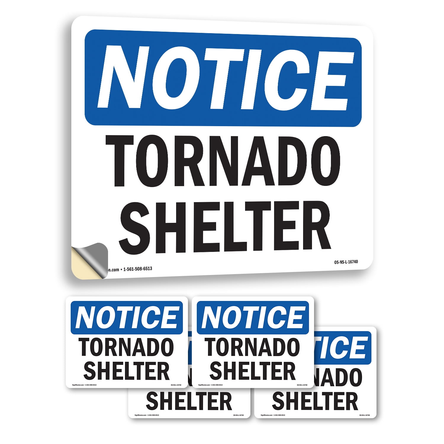Tornado Shelter OSHA Notice Vinyl Decal Label 7 Inch x 5 Inch - 5 Pack ...