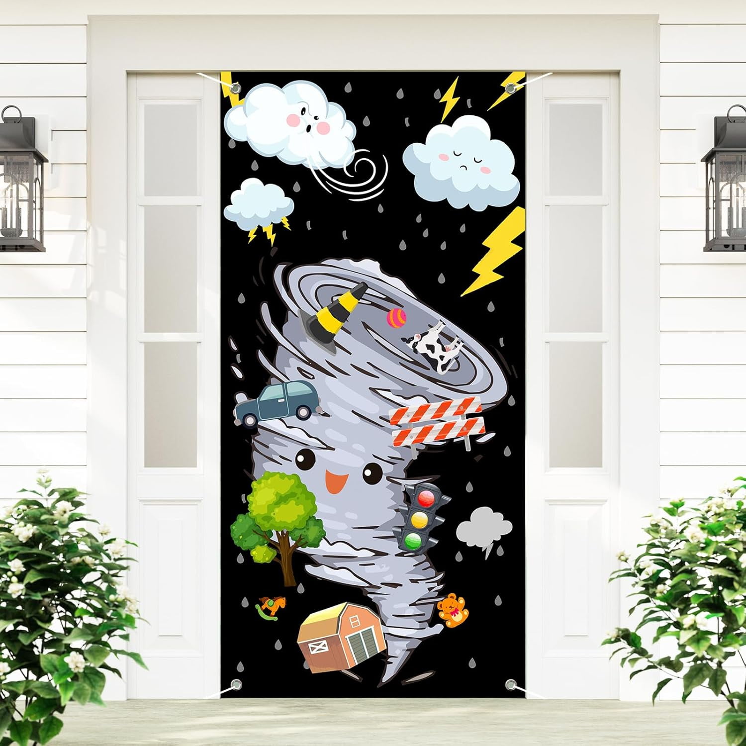 Tornado Theme Door Cover Banner Storm Lightning Door Banner Tornado ...