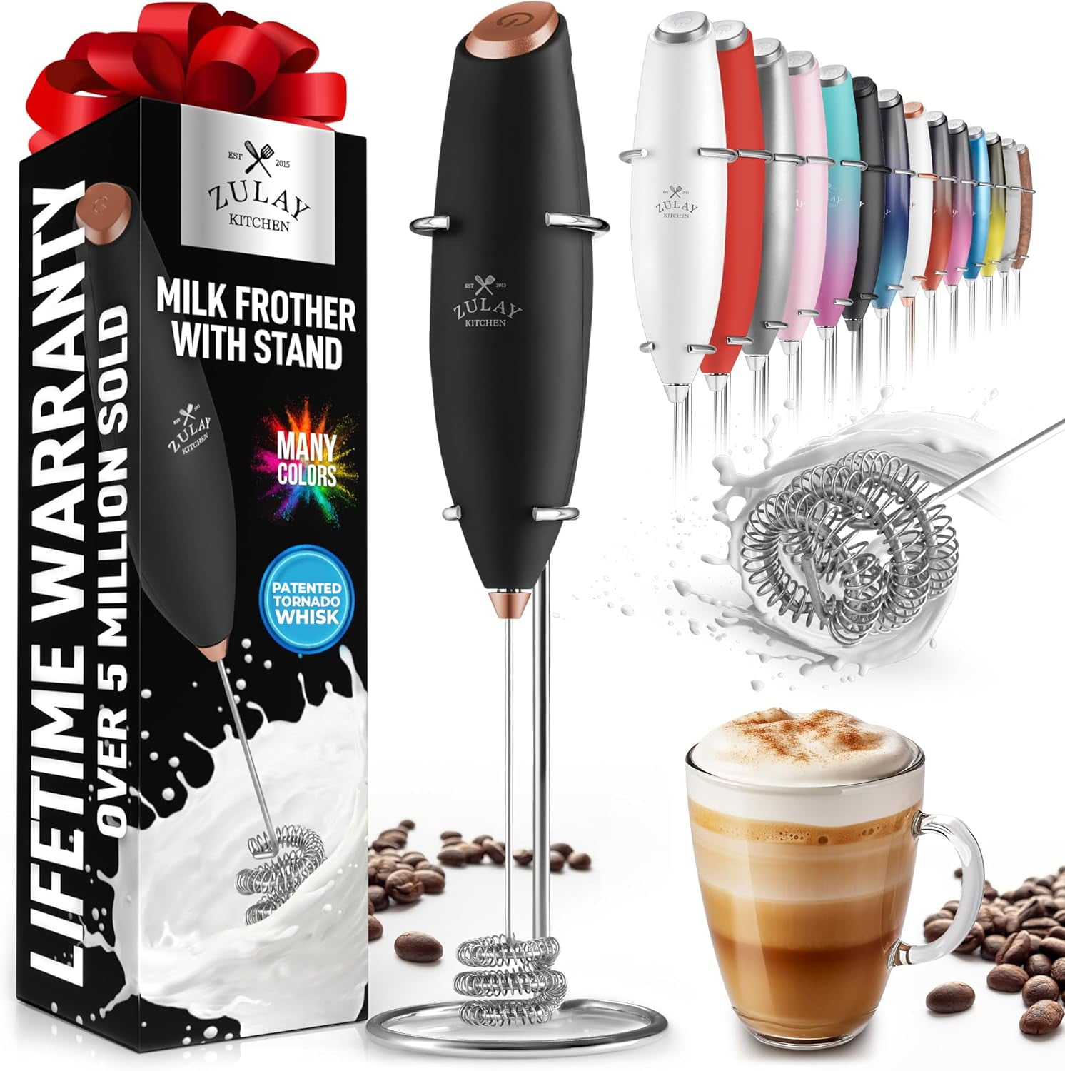 Tornado Whisk Milk Frother Handheld - Coffee Frother Wand With Stand ...