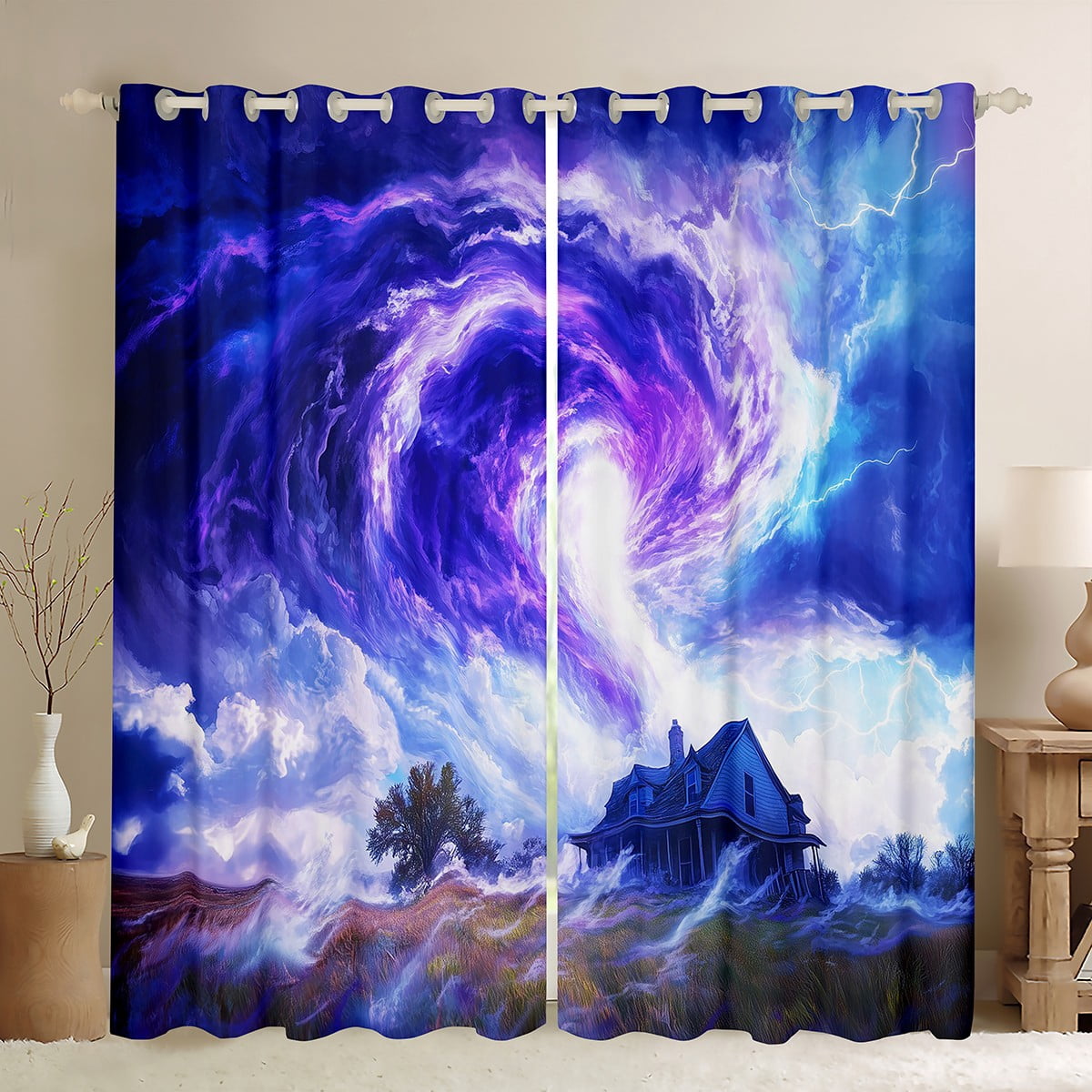Tornado Window Curtain Set of 2 Panels,Natural Disaster Window Drapes ...