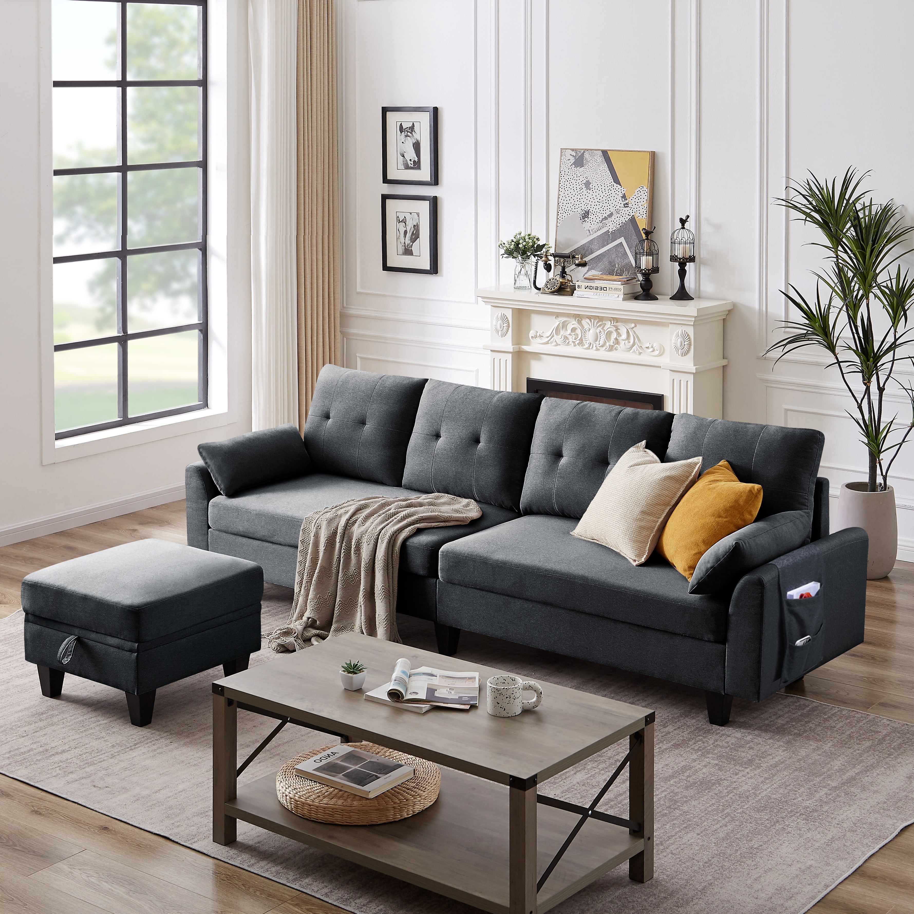 Tornama Comfy Big Space Modern Sectional Sofa Couch, 4-Seat Convertible ...