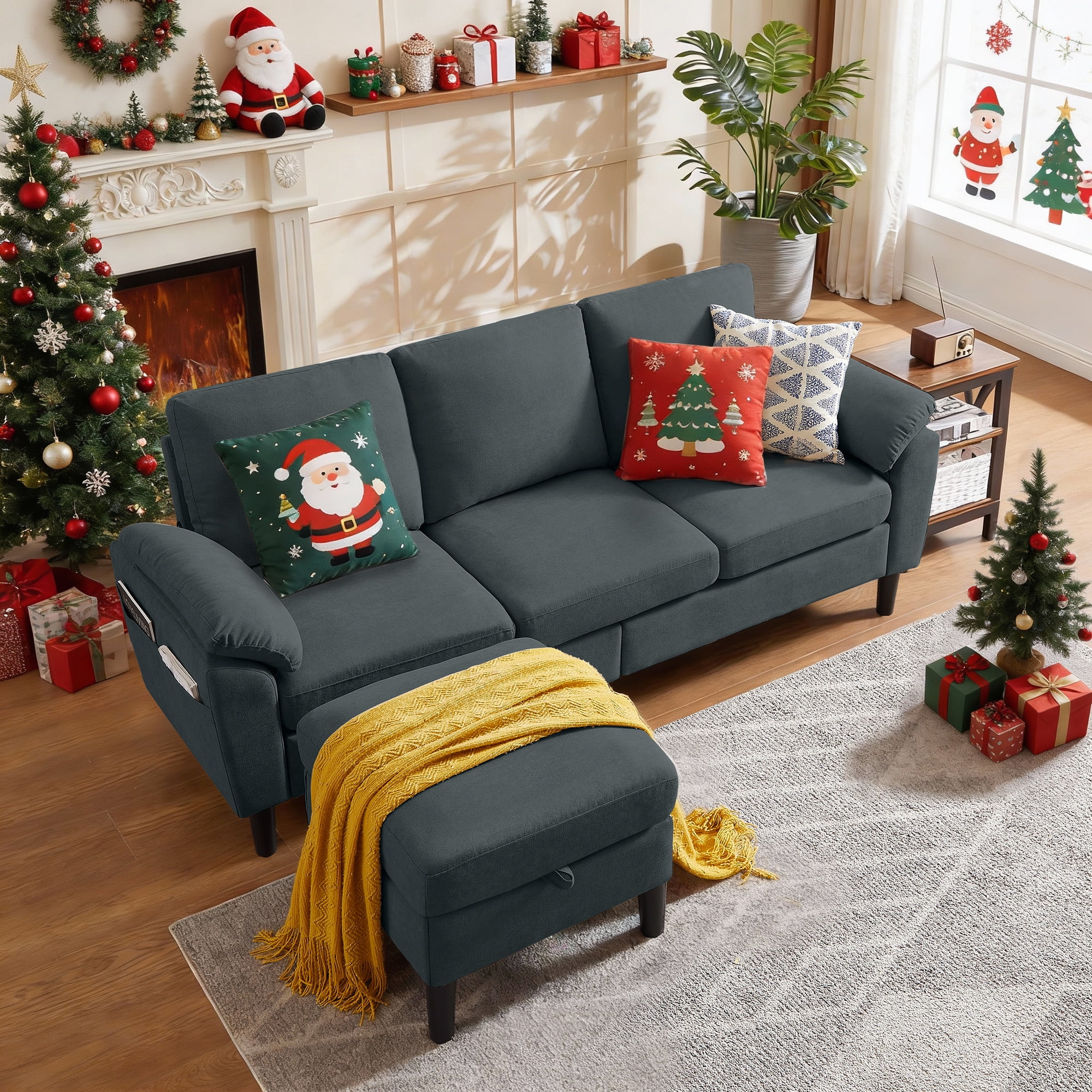 Tornama, Sectional Sofa, L-Shaped Fabric Couch with Ottoman - Walmart.com