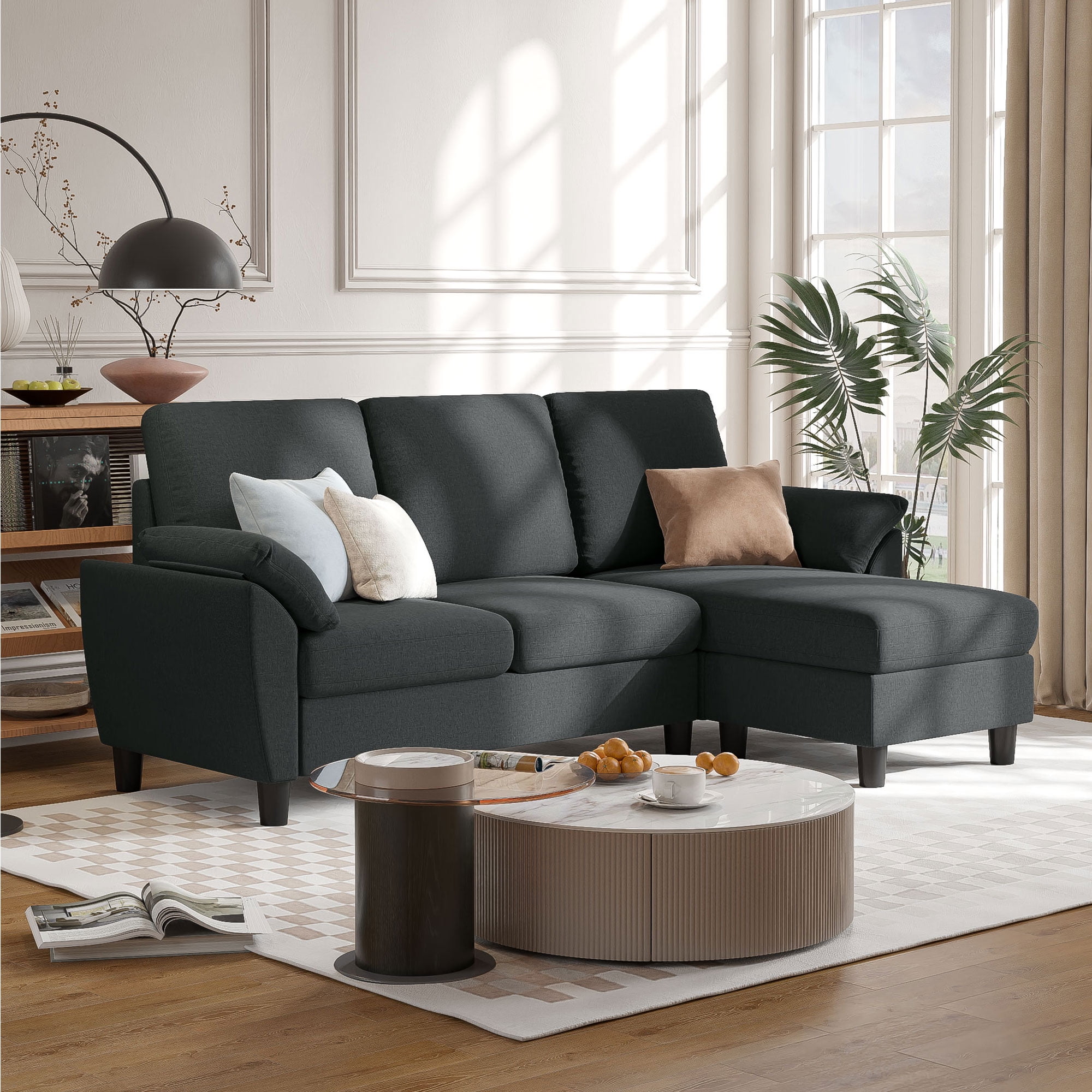 Tornama Modern Fabric L-Shapped Sofa Sectional Couches for Living Room ...
