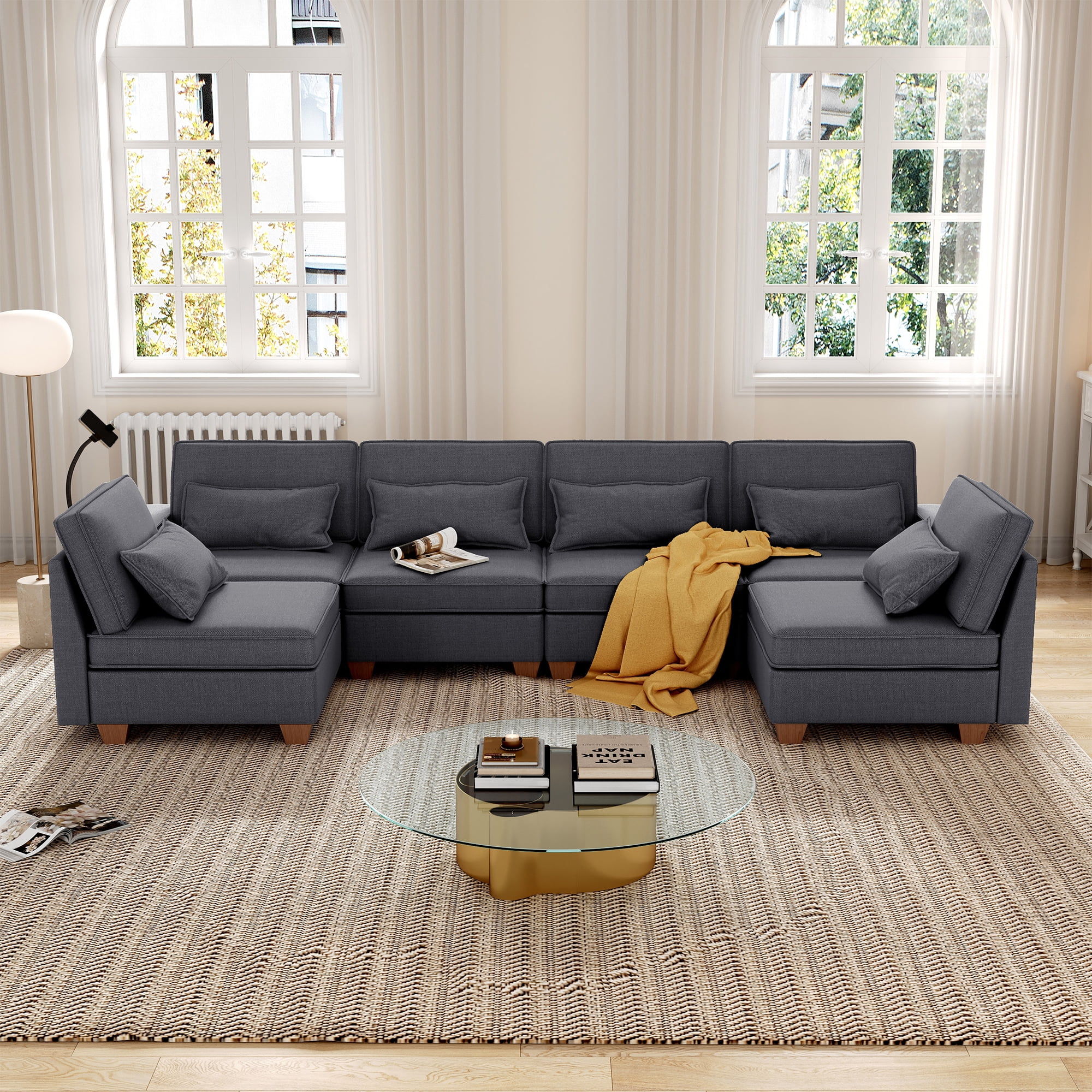 Tornama Modern Fabric U-Shapped Sofa Sectional Couche for Living Room ...