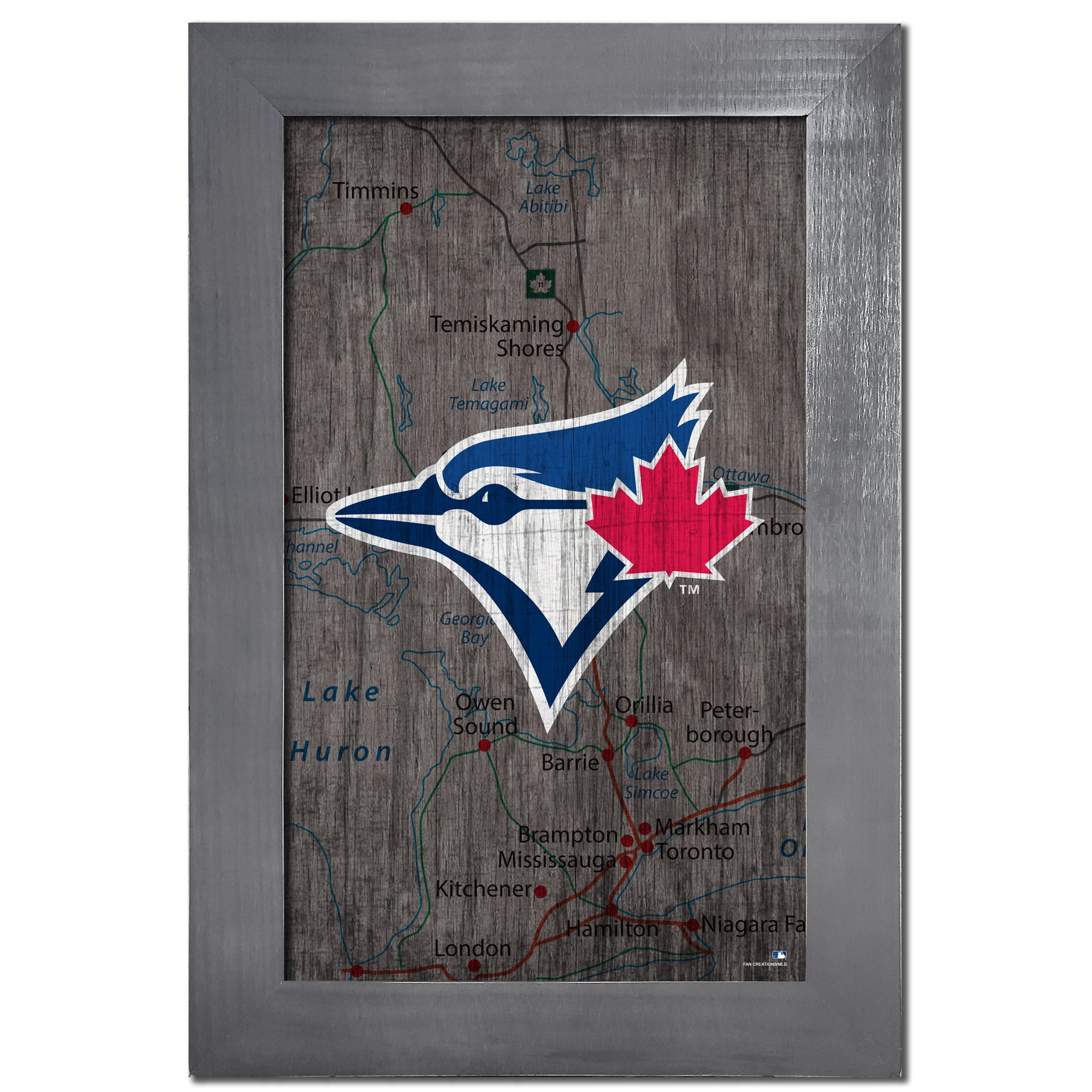 Toronto Blue Jays 11'' x 19'' Framed Team City Map Sign - Walmart.com