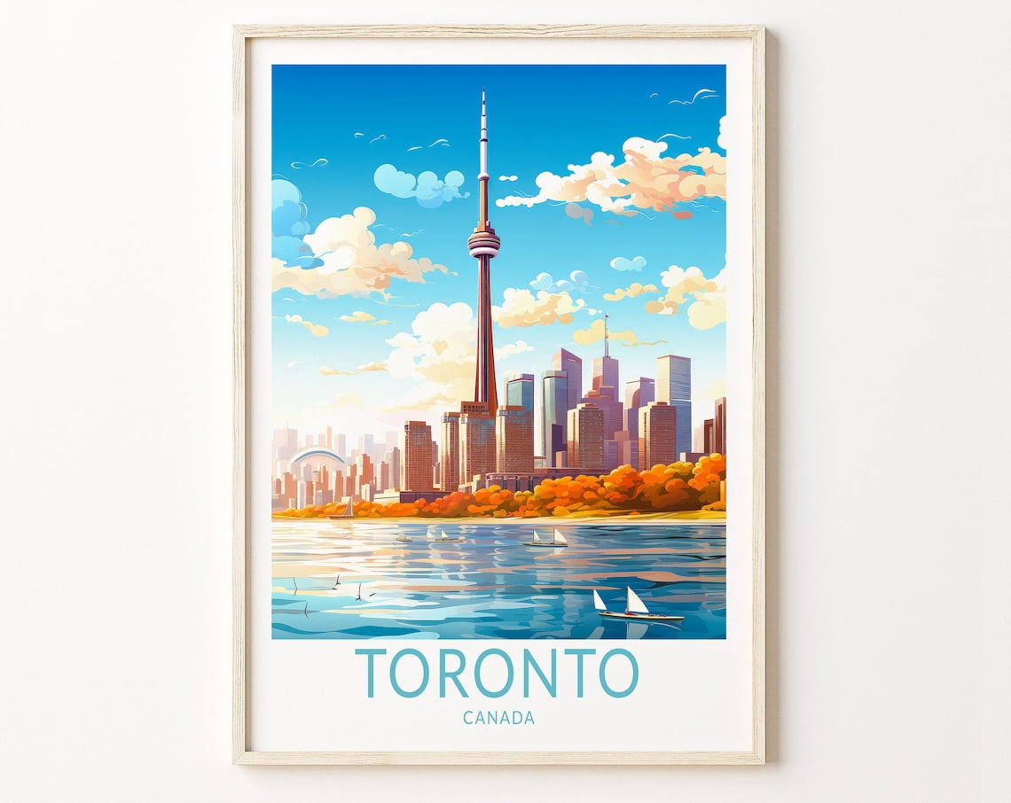 Toronto Canada Travel Poster Wall Art, Toronto Skyline Canada Travel ...