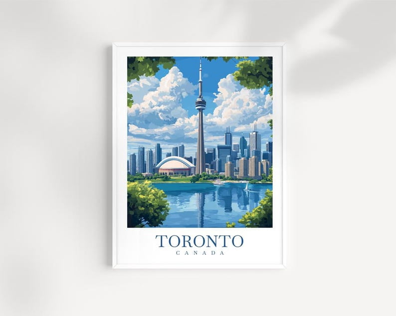 Toronto Canada Travel Print Wall Art - City Skyline, Iconic Tower ...