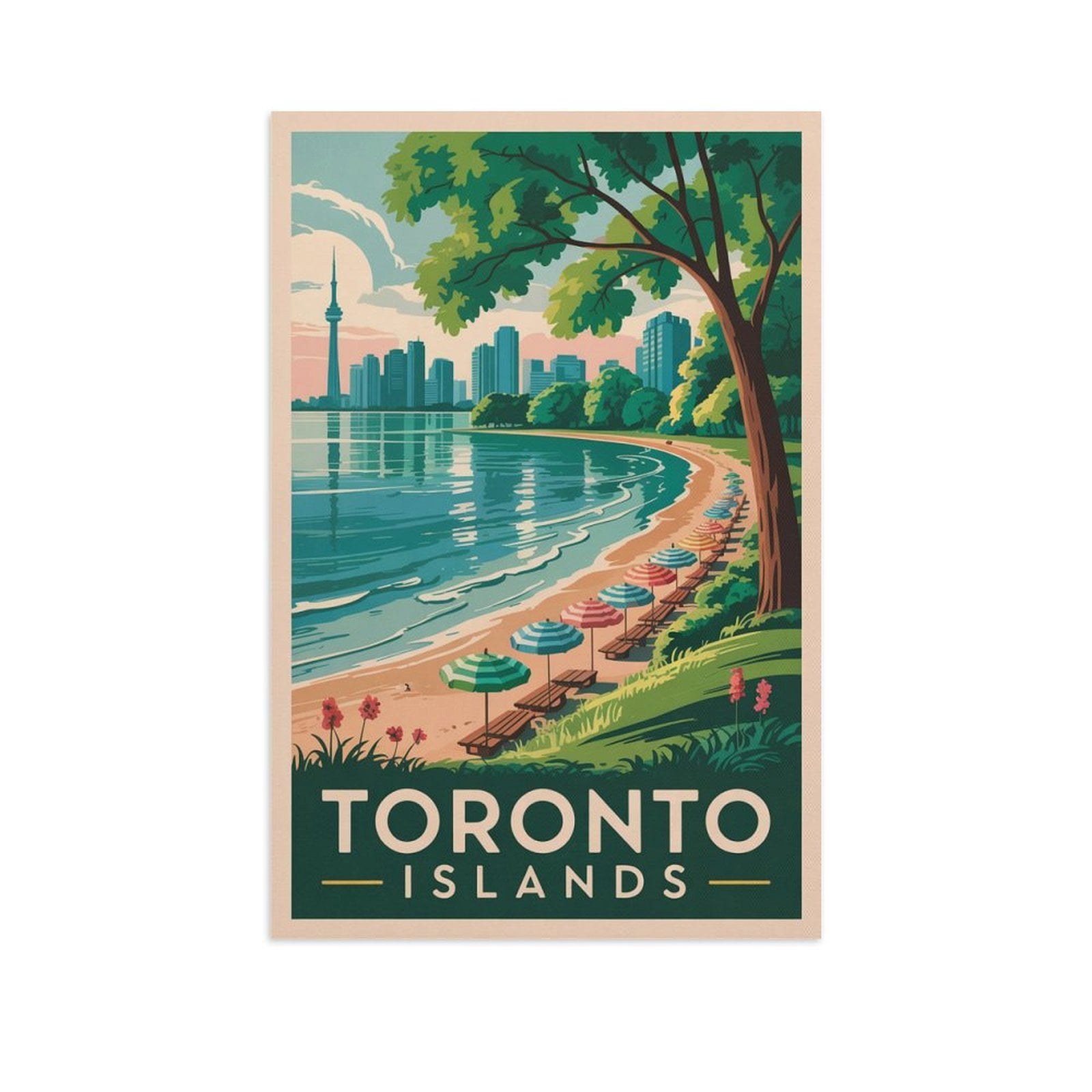 Toronto Islands Retro Travel Poster Vintage Canadian City Tourism with ...
