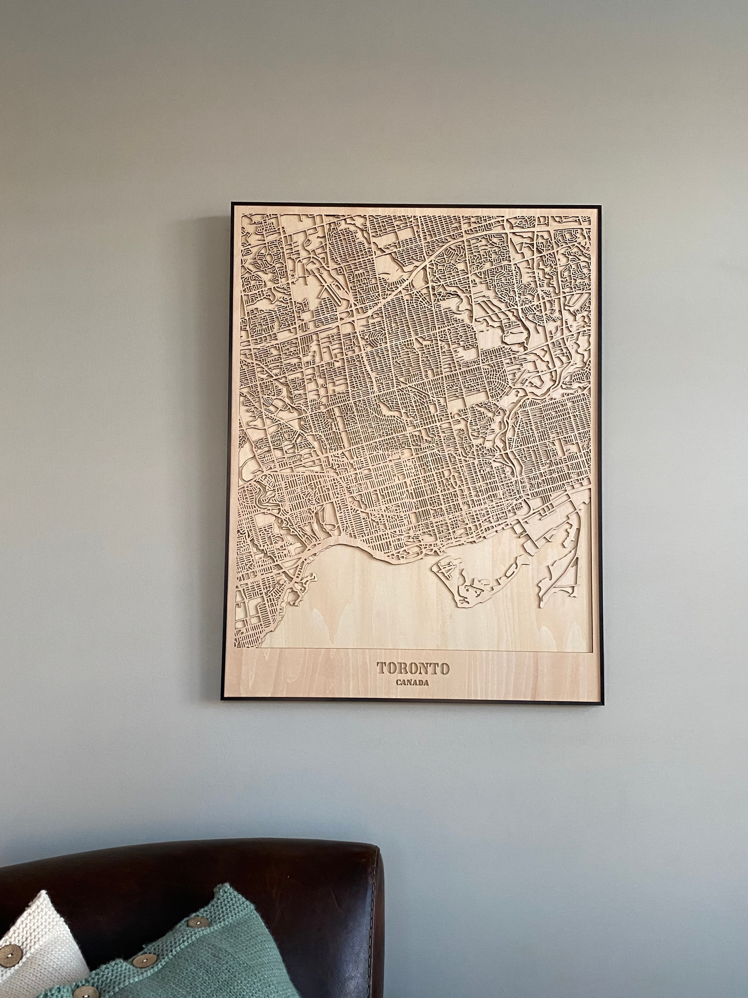 Toronto Laser Cut 3D Map Wall Art-Contemporary-Black matte finish ...