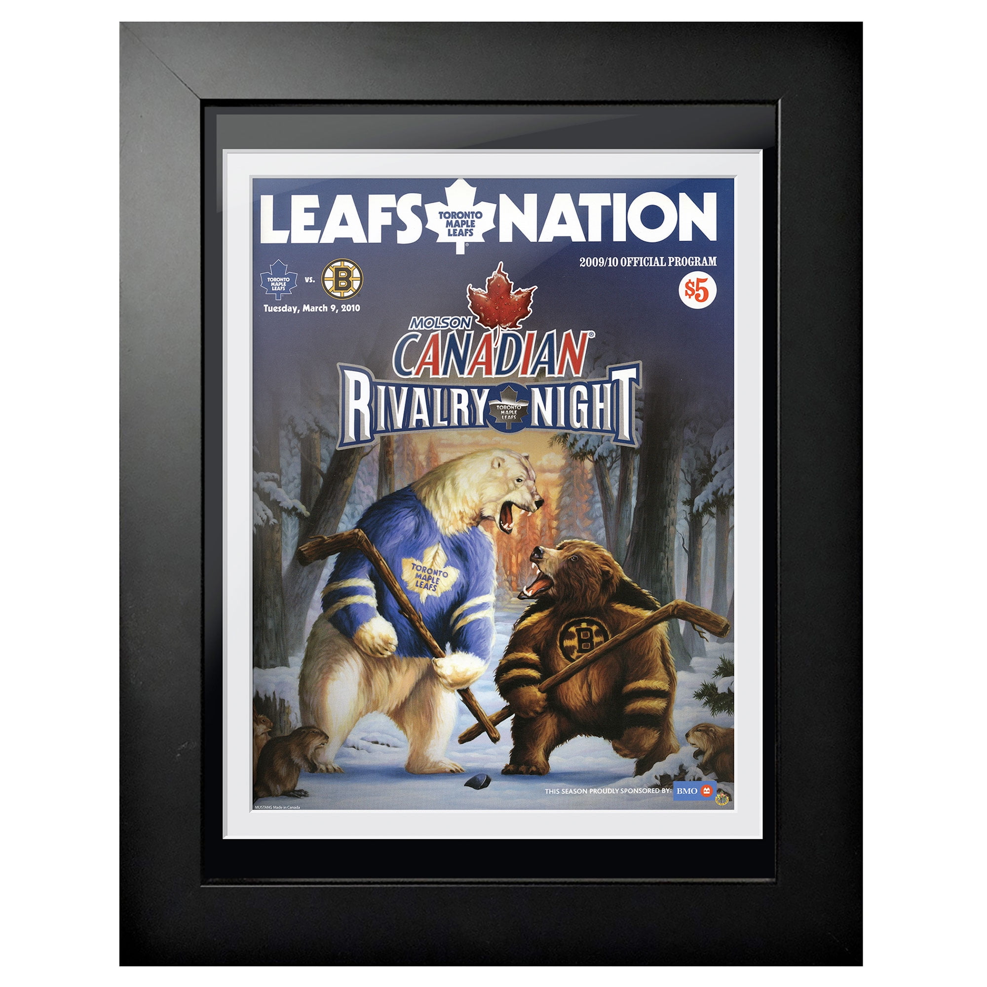 Toronto Maple Leafs vs. Boston Bruins 2010 Rivalry Night 18'' x 14'' Framed Program Cover Art ...
