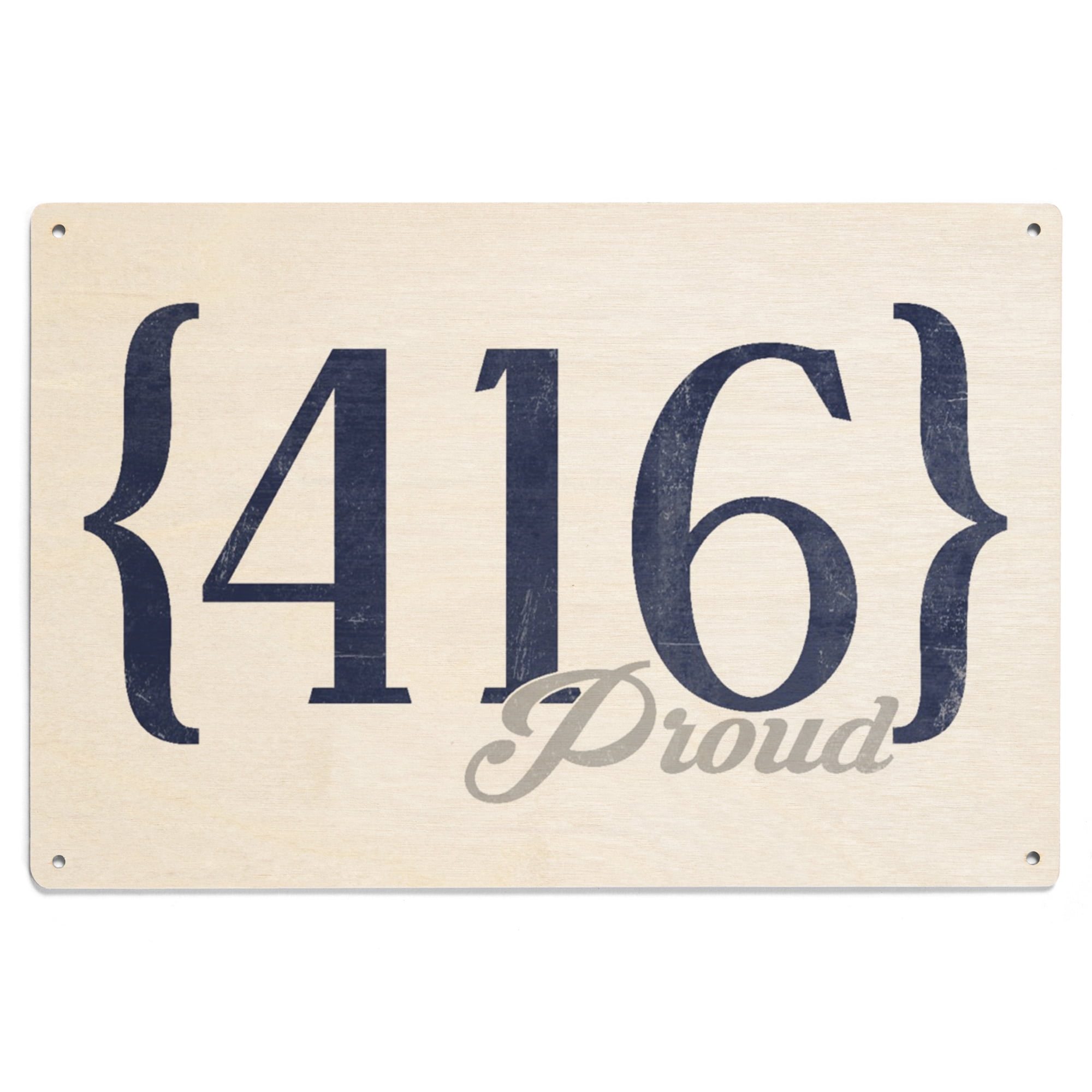 Toronto, Ontario, 416 Area Code Birch Wood Wall Sign (6x9 Rustic Home ...