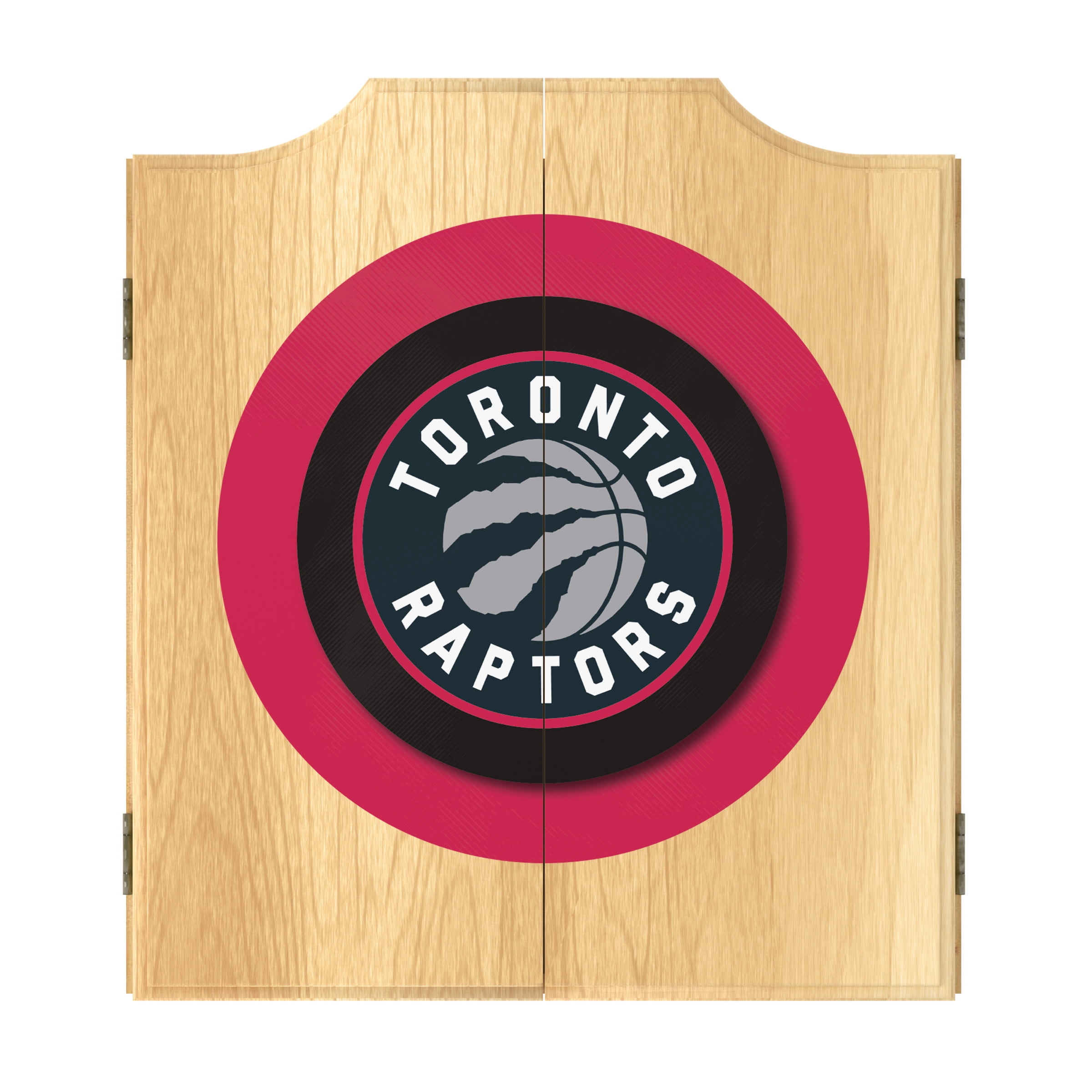 Toronto Raptors Logo Dart Board Cabinet Set with 6 Steel Tip Darts ...