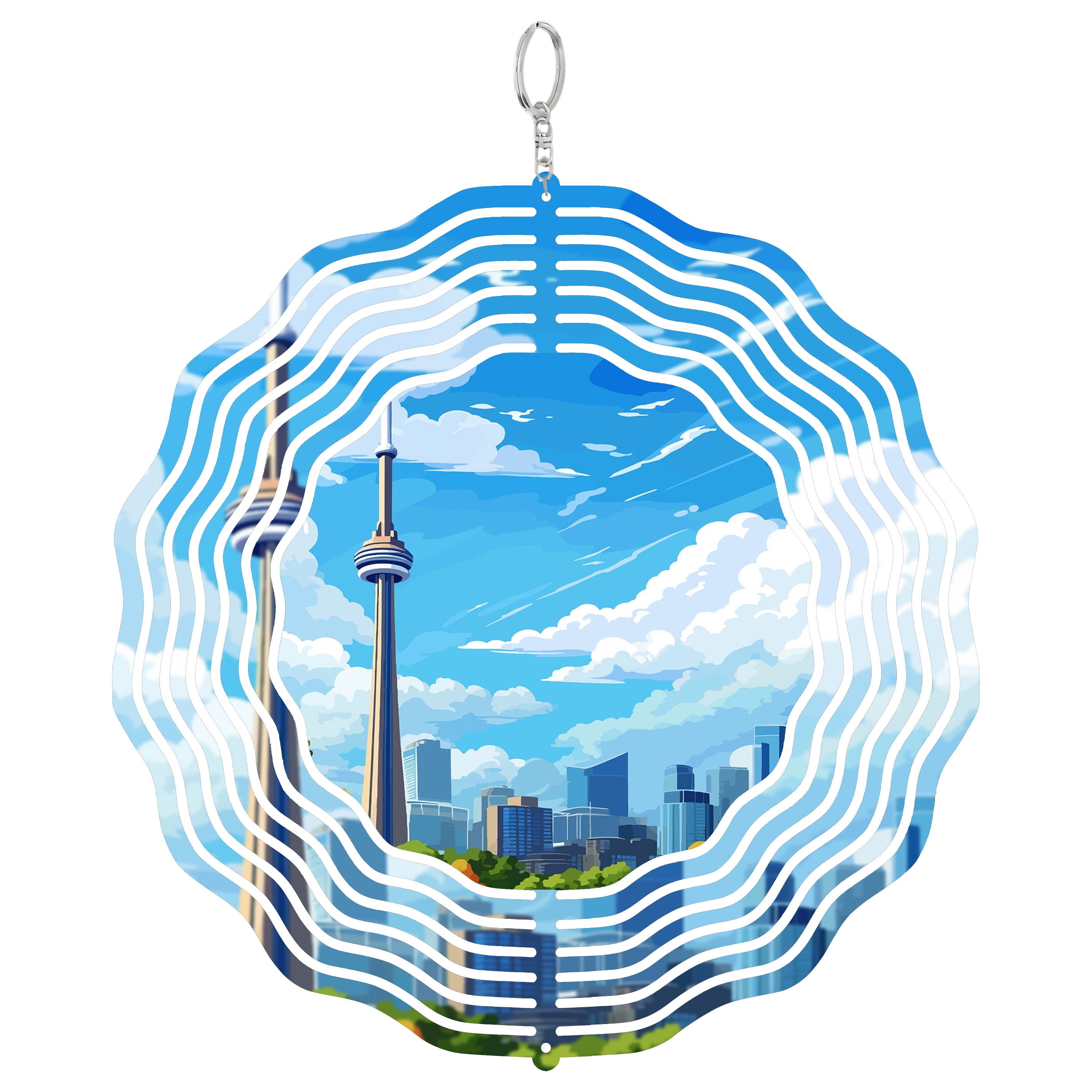 Toronto Skyline 3D Wind Spinner Stainless Steel Kinetic Art Garden ...