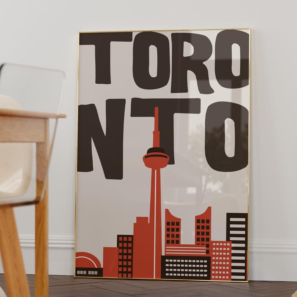 Toronto Skyline Art Print: Cana.Da City Decor, Retro Rust Orange, Cn ...