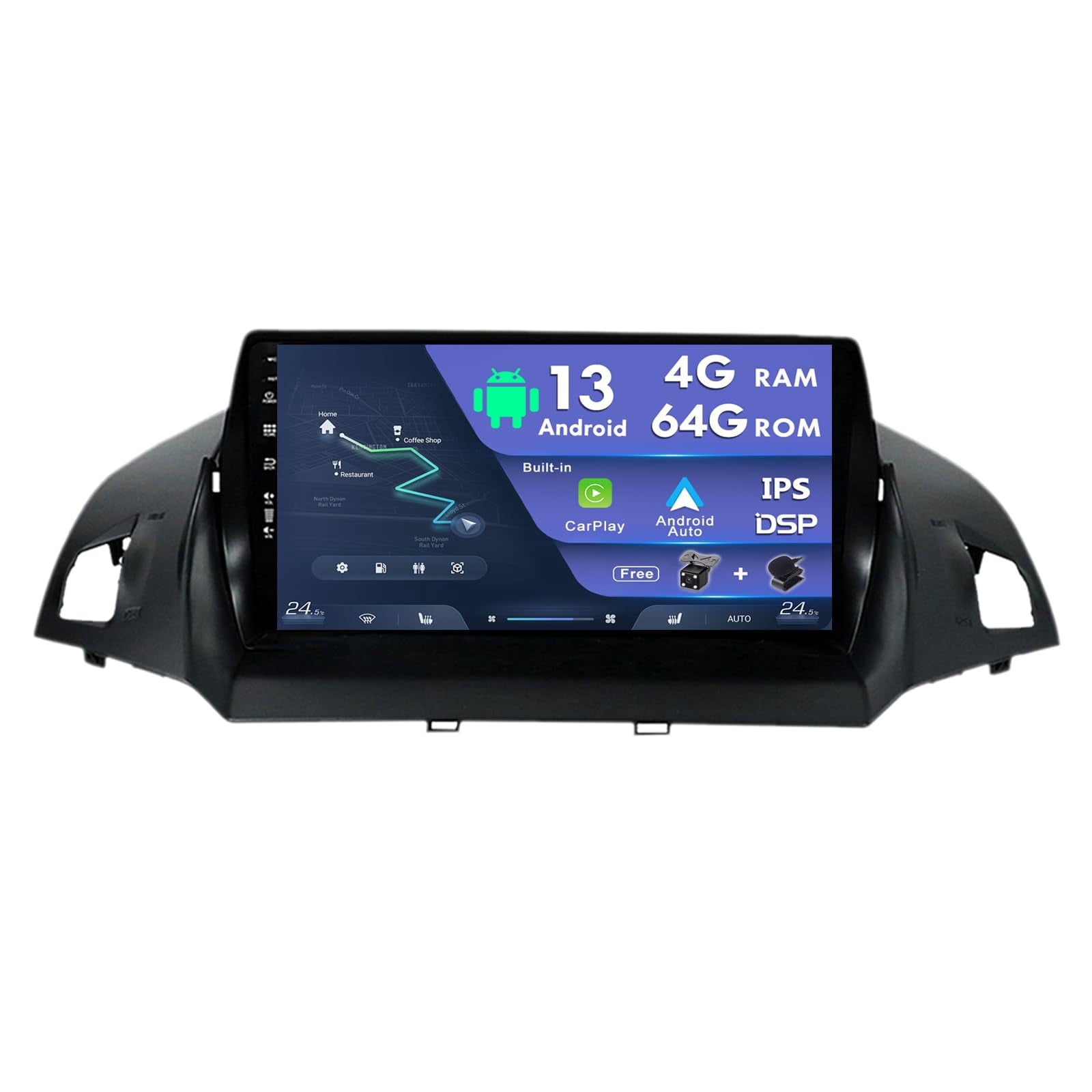 Torovo 9" IPS 2 Din Android Car Radio Suitable For Ford Kuga Escape ...