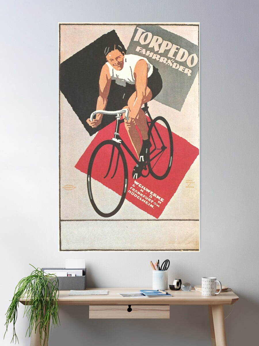 Torpedo Fahrrã¤Der - Vintage Bicycle Poster From 1910 Poster Wall Art ...