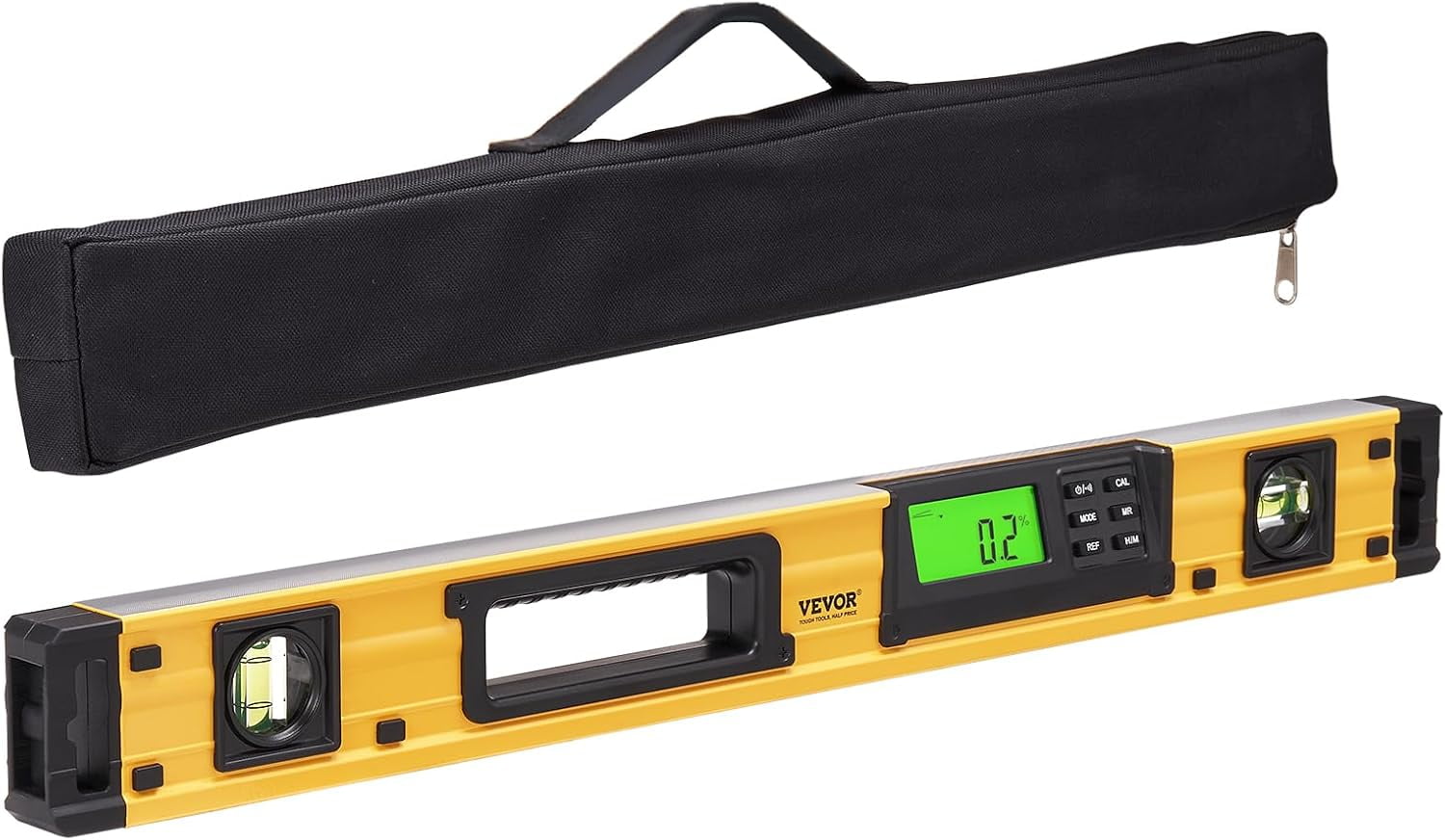 Torpedo Level 24 in, LED Backlit Screen Mechanical Bubble Vials Ruler ...