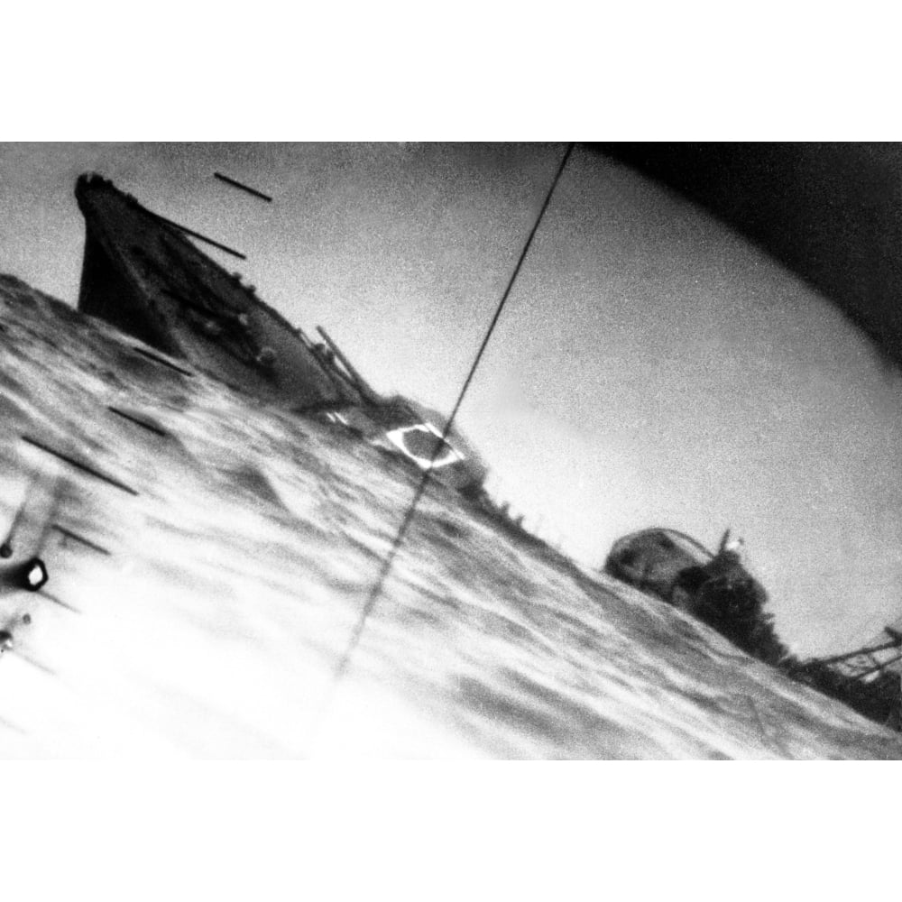Torpedoed Japanese Destroyer Seen Through Periscope Of Uss Wahoo Or Uss ...