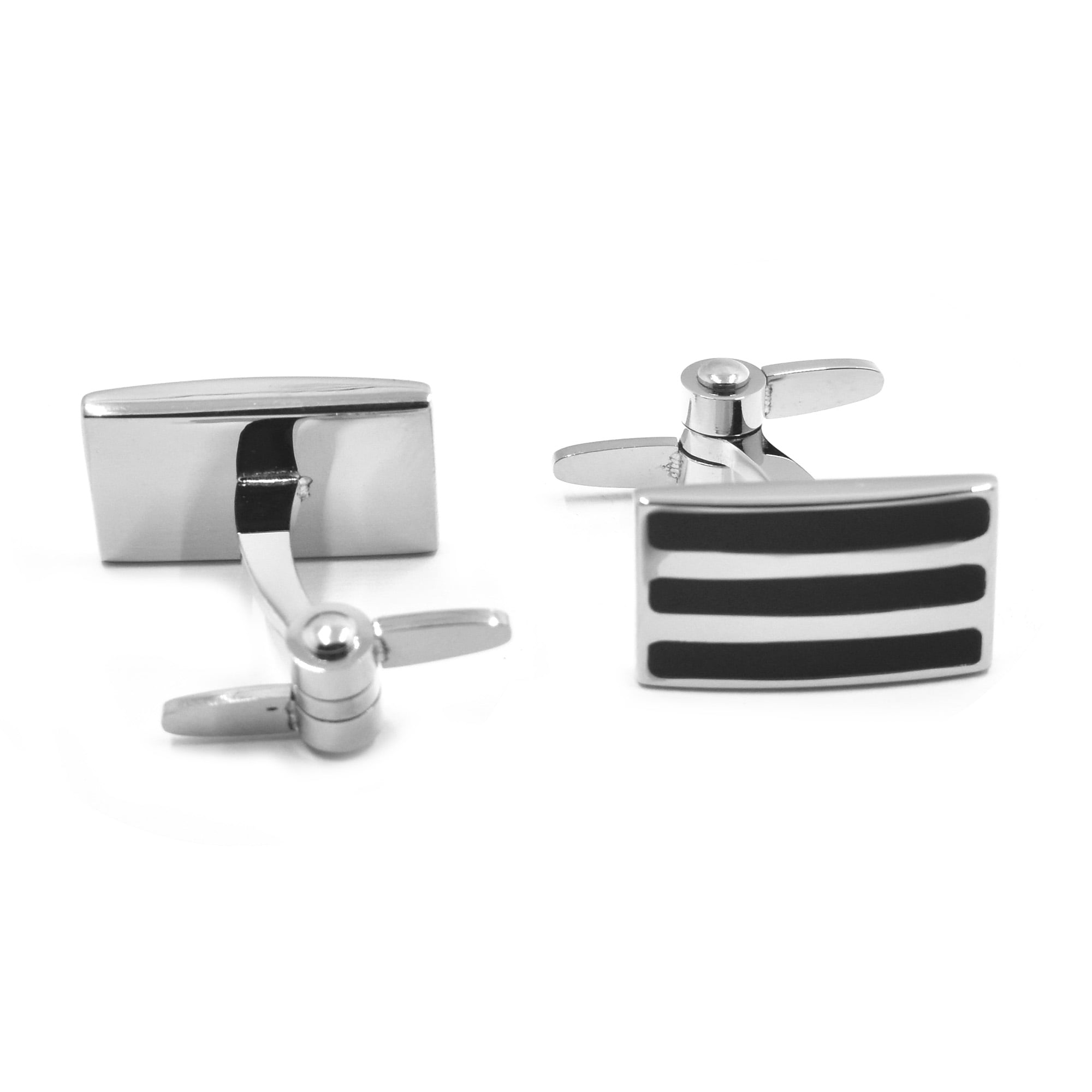 Torqtier Cufflinks for Men Rotating Arms Stainless Steel Silver Glossy ...