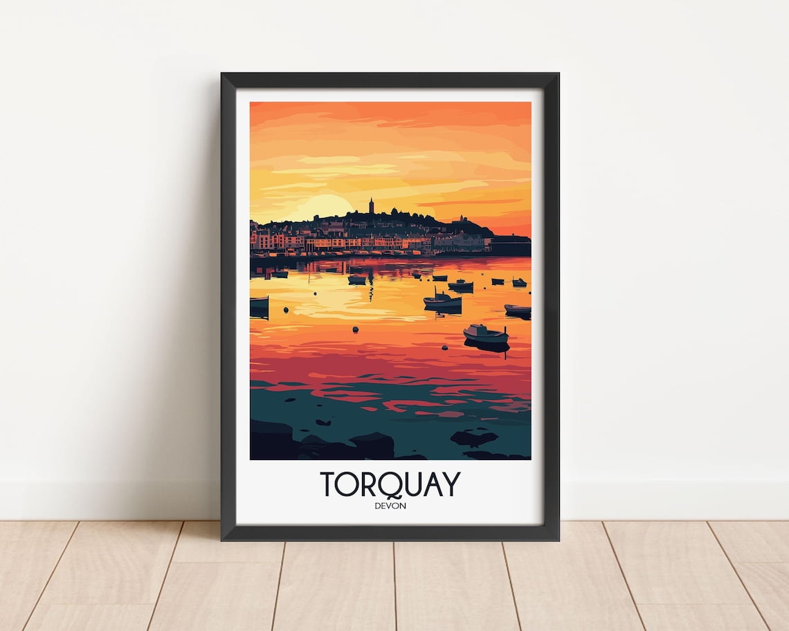 Torquay Poster Devon Scenic Coastal Art Print, Unframed Poster Size ...