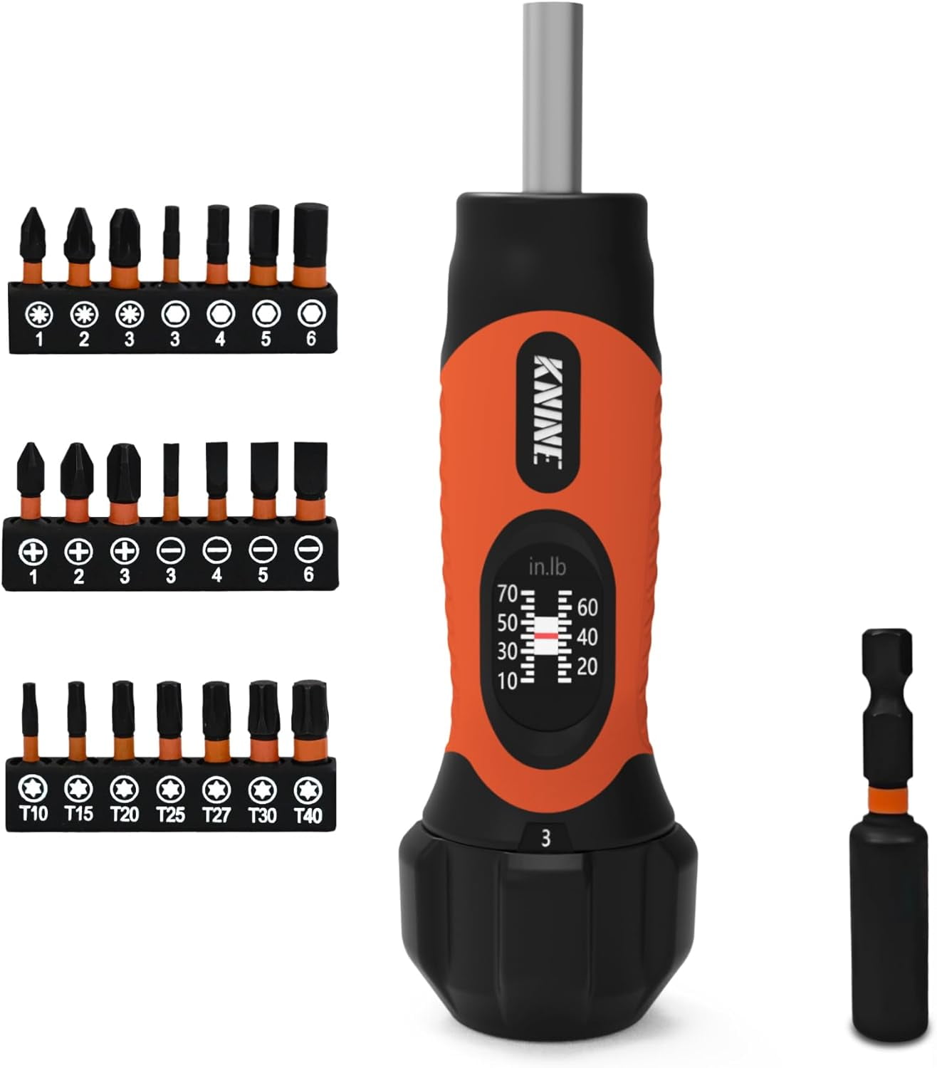 Torque Screwdriver Wrench Driver Set 10-70 Inch Pounds lbs for Maintenance, 21 Hex Bits, Shaft ...