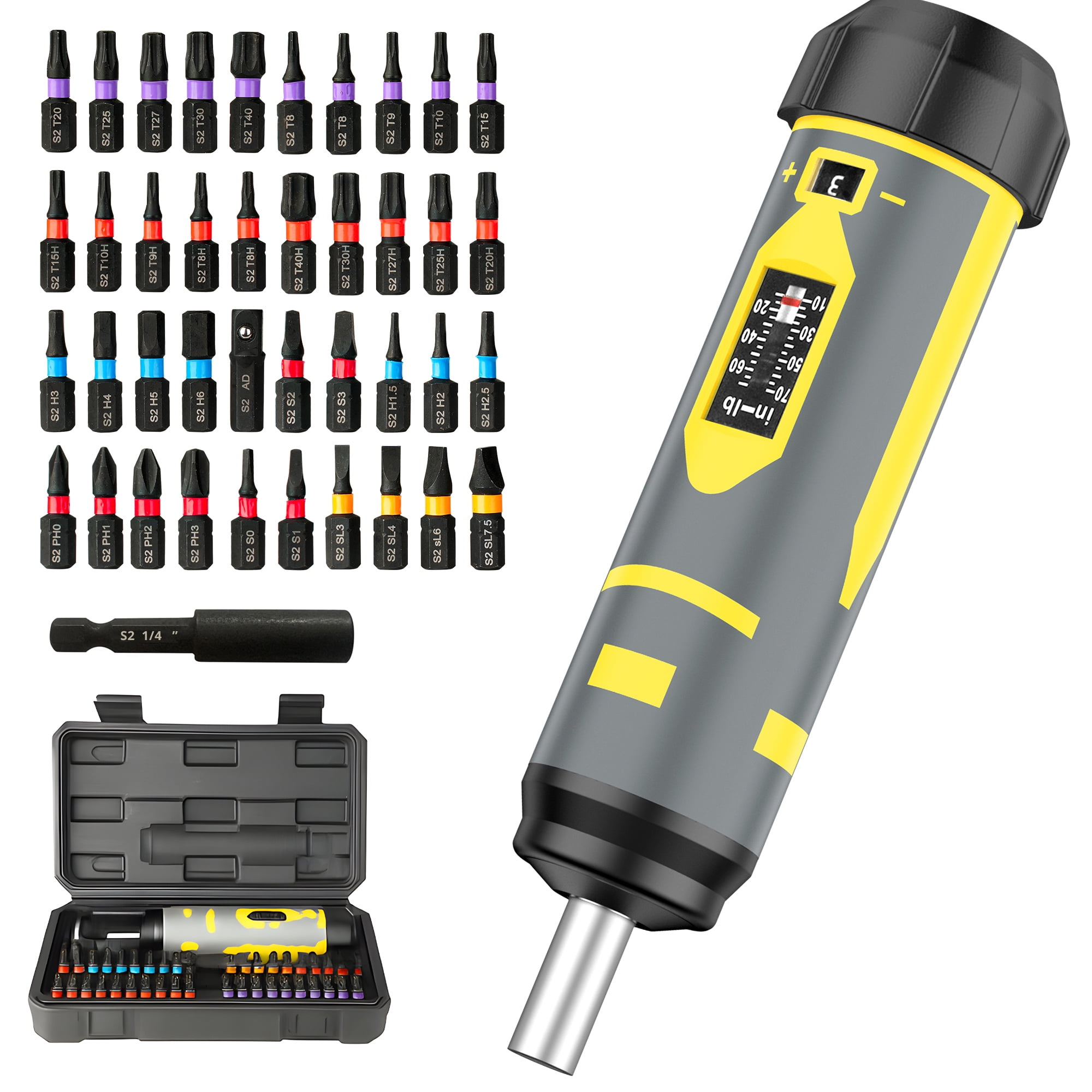 Torque Wrench Screwdriver Set,10-70 Inch Pounds, 40 S2 Bits - Hex,Torx ...