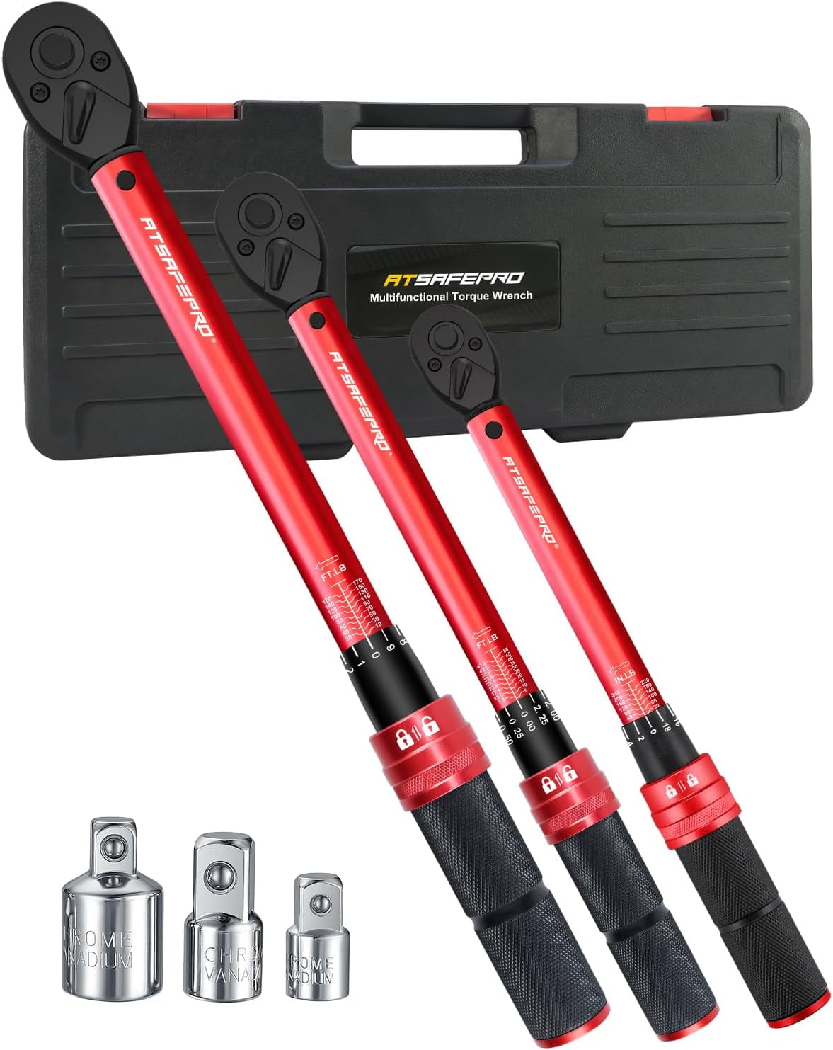 Torque Wrench Set - 1/4" 20–240 in-lb, 3/8" 5–50 ft-lb, 1/2" 10–170 ft ...